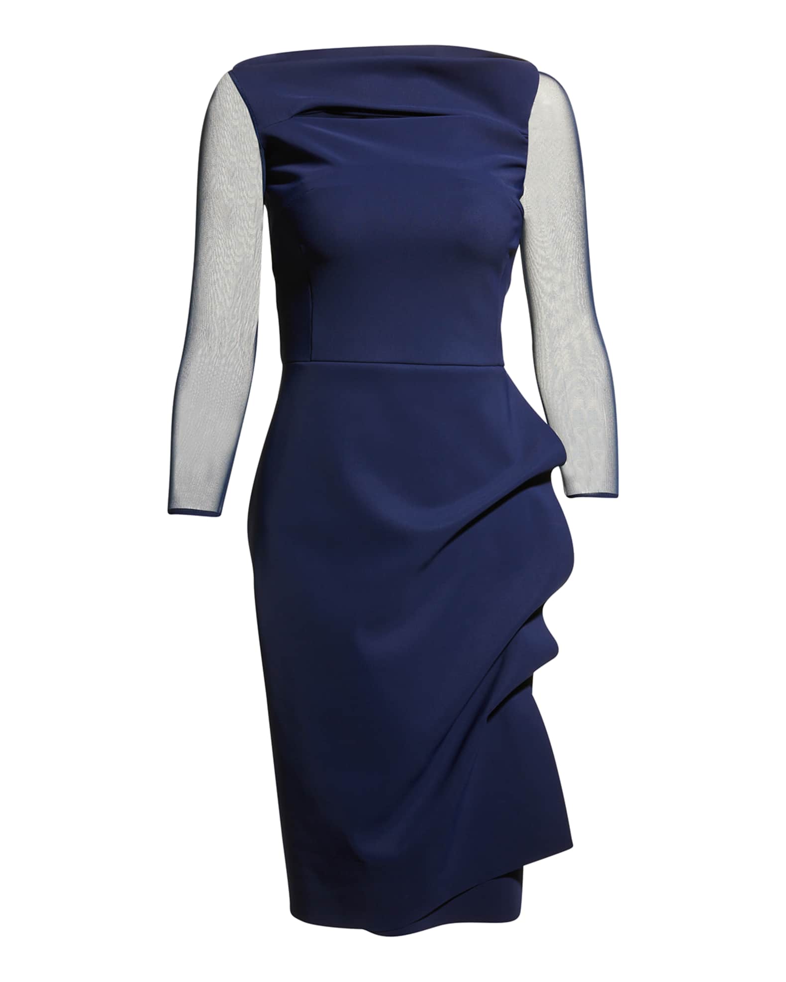 Chiara Boni La Petite Robe Kate Slash Draped Illusion Dress | Neiman Marcus