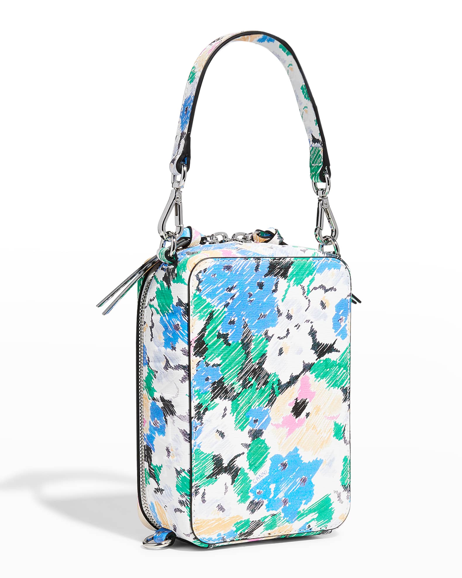 Ganni Banner Floral Zip Crossbody Bag | Neiman Marcus