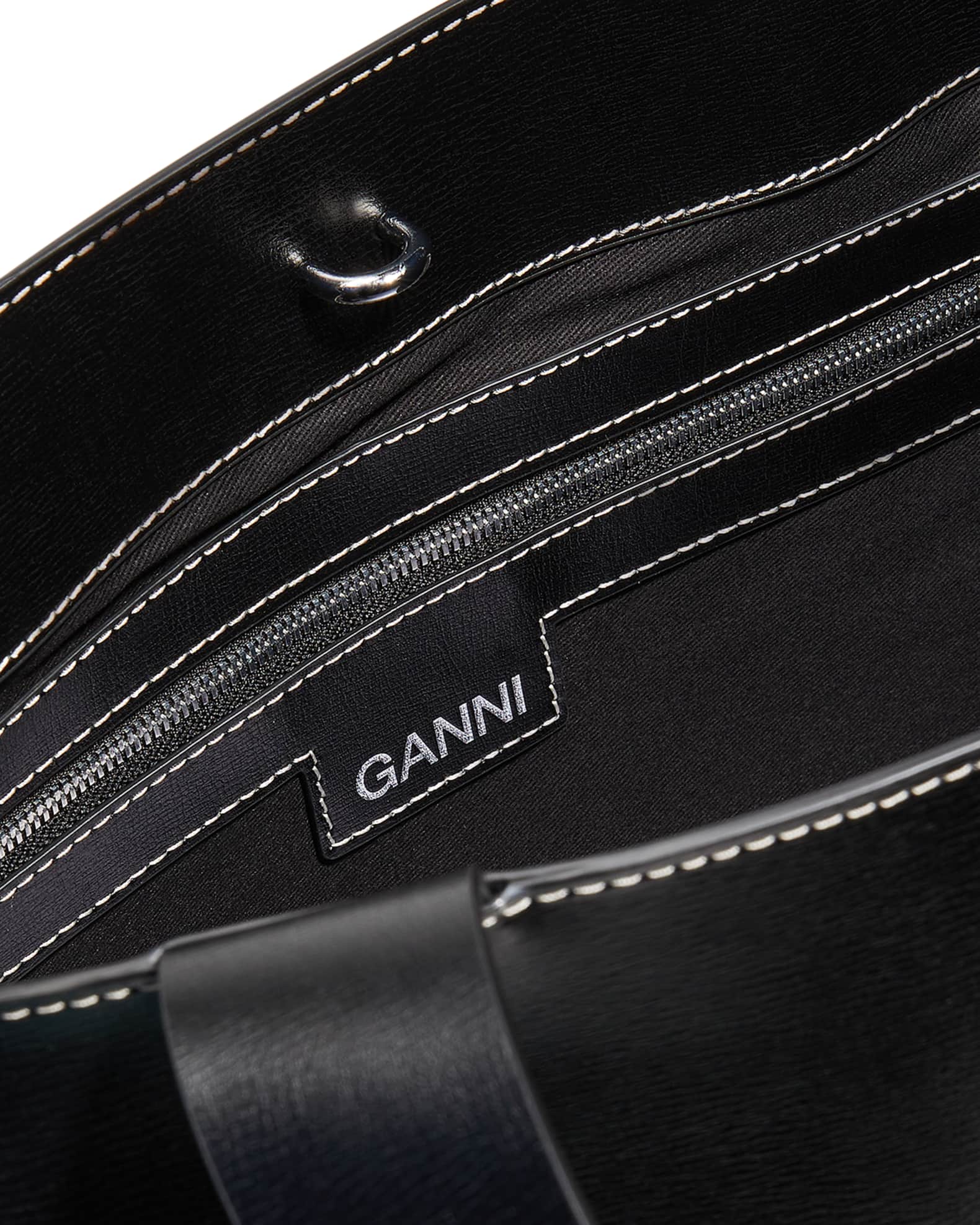 Ganni Banner Recycled Leather Tote Bag | Neiman Marcus