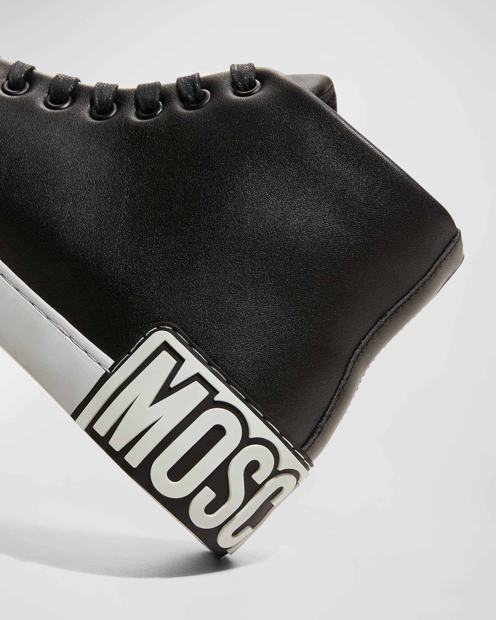 Moschino Men's Maxilogo Leather High-Top Sneakers | Neiman Marcus