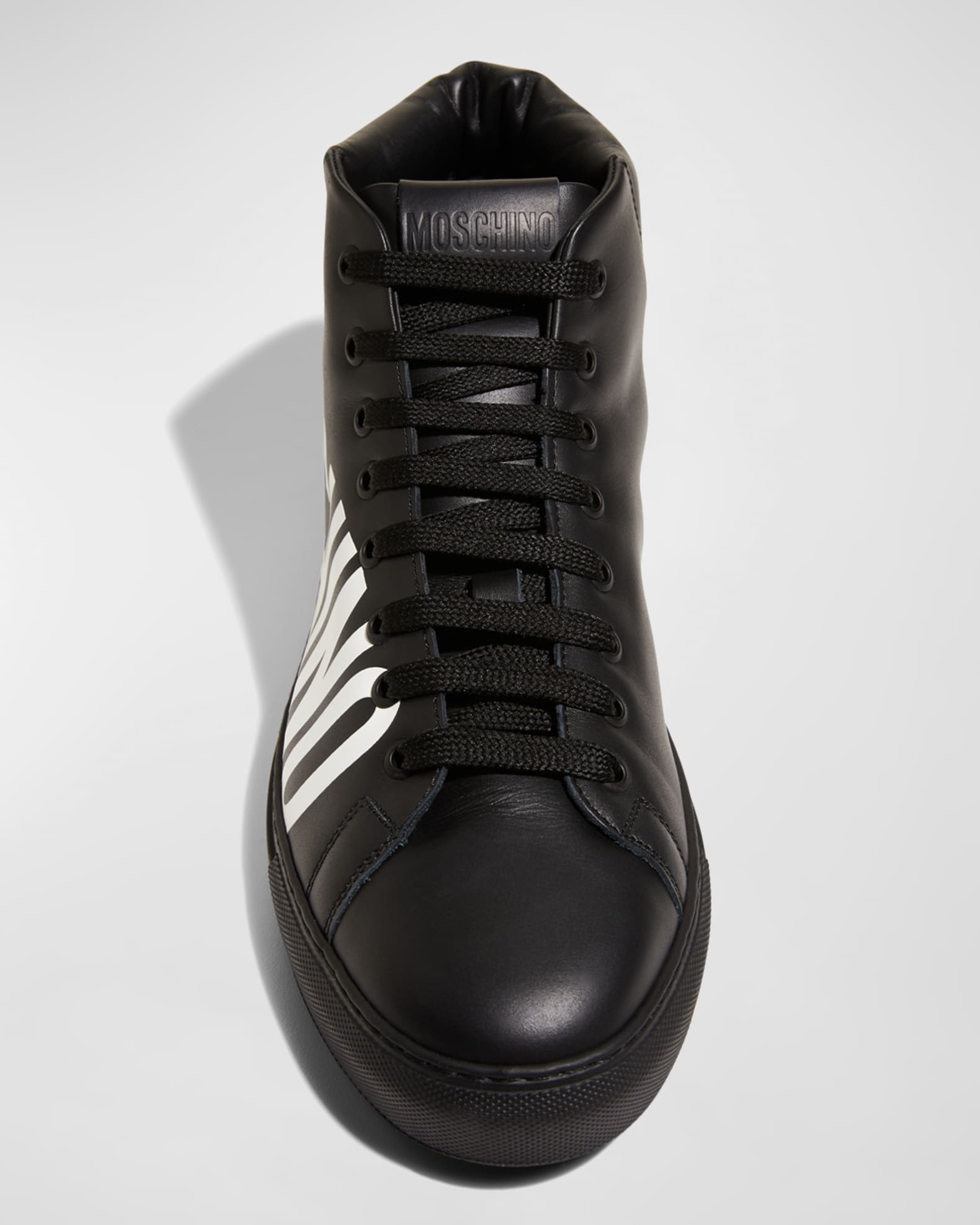 Moschino Men's High-Top Leather Logo Sneakers | Neiman Marcus