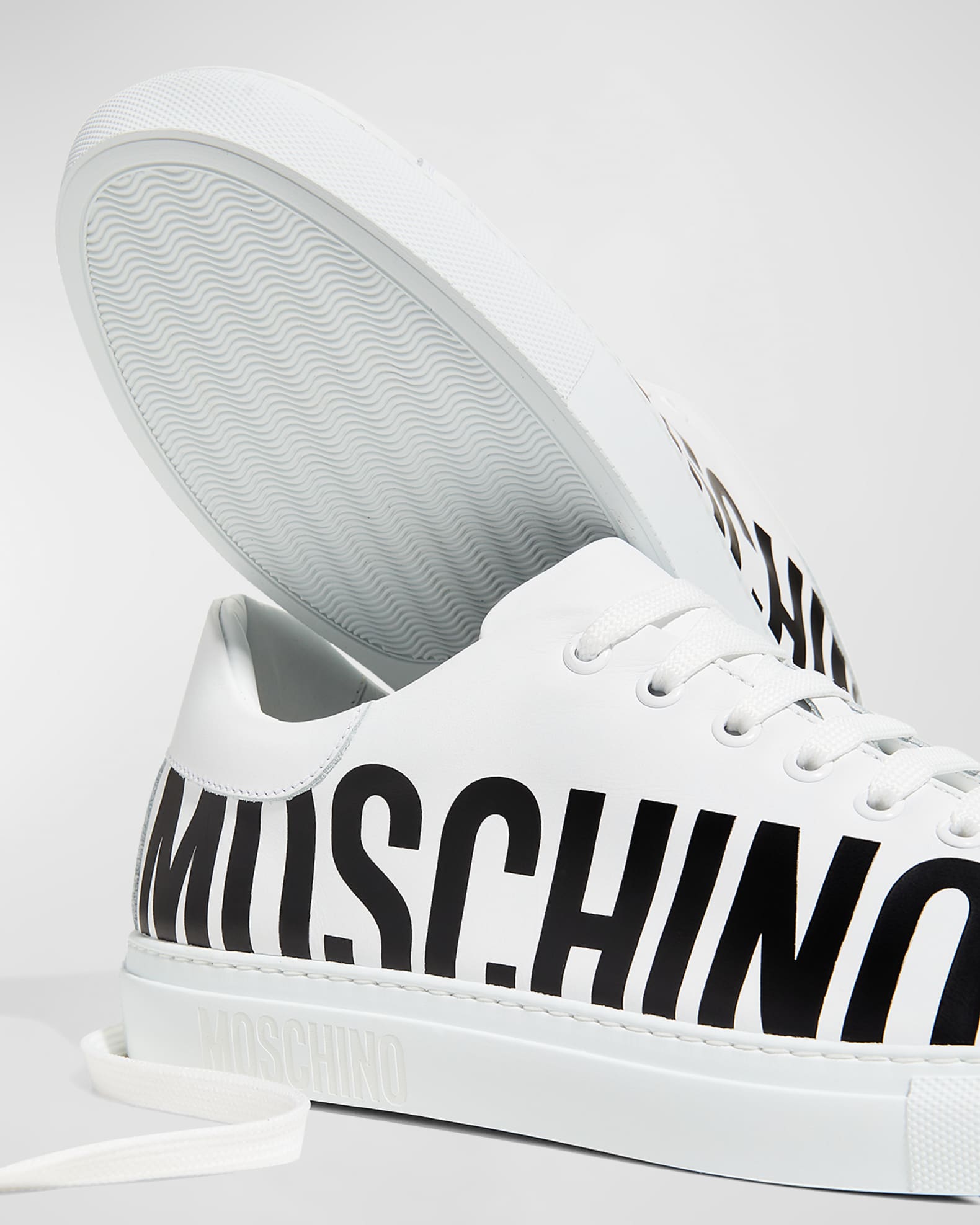 Moschino Men's Low-Top Leather Logo Sneakers | Neiman Marcus