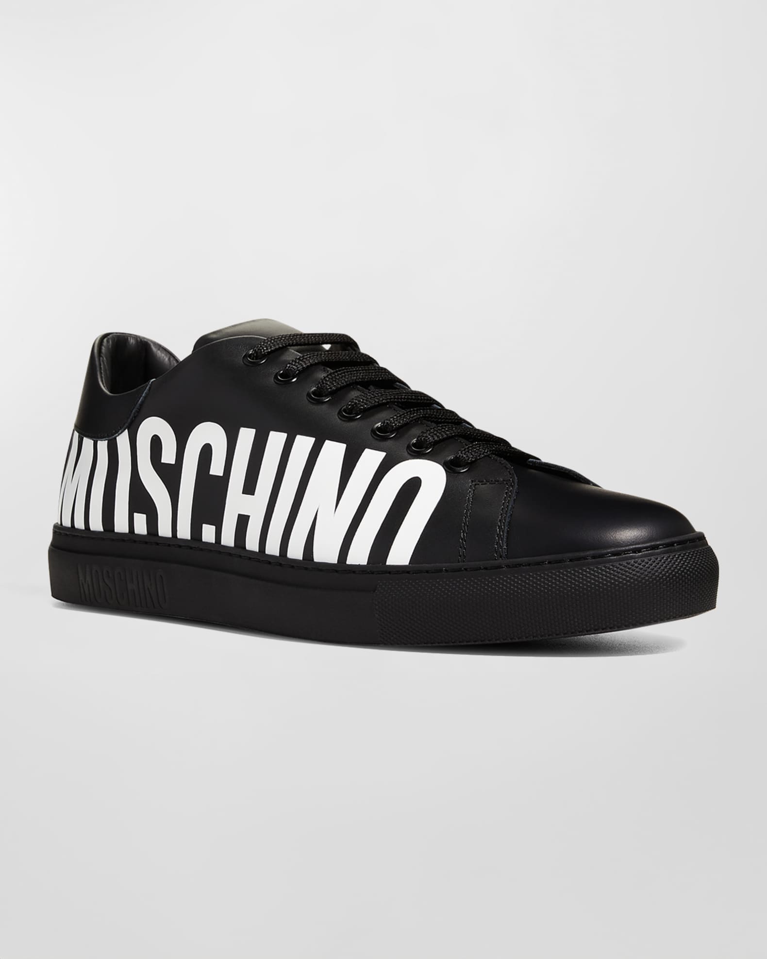 Moschino Men's Leather Low-Top Logo Sneakers | Neiman Marcus