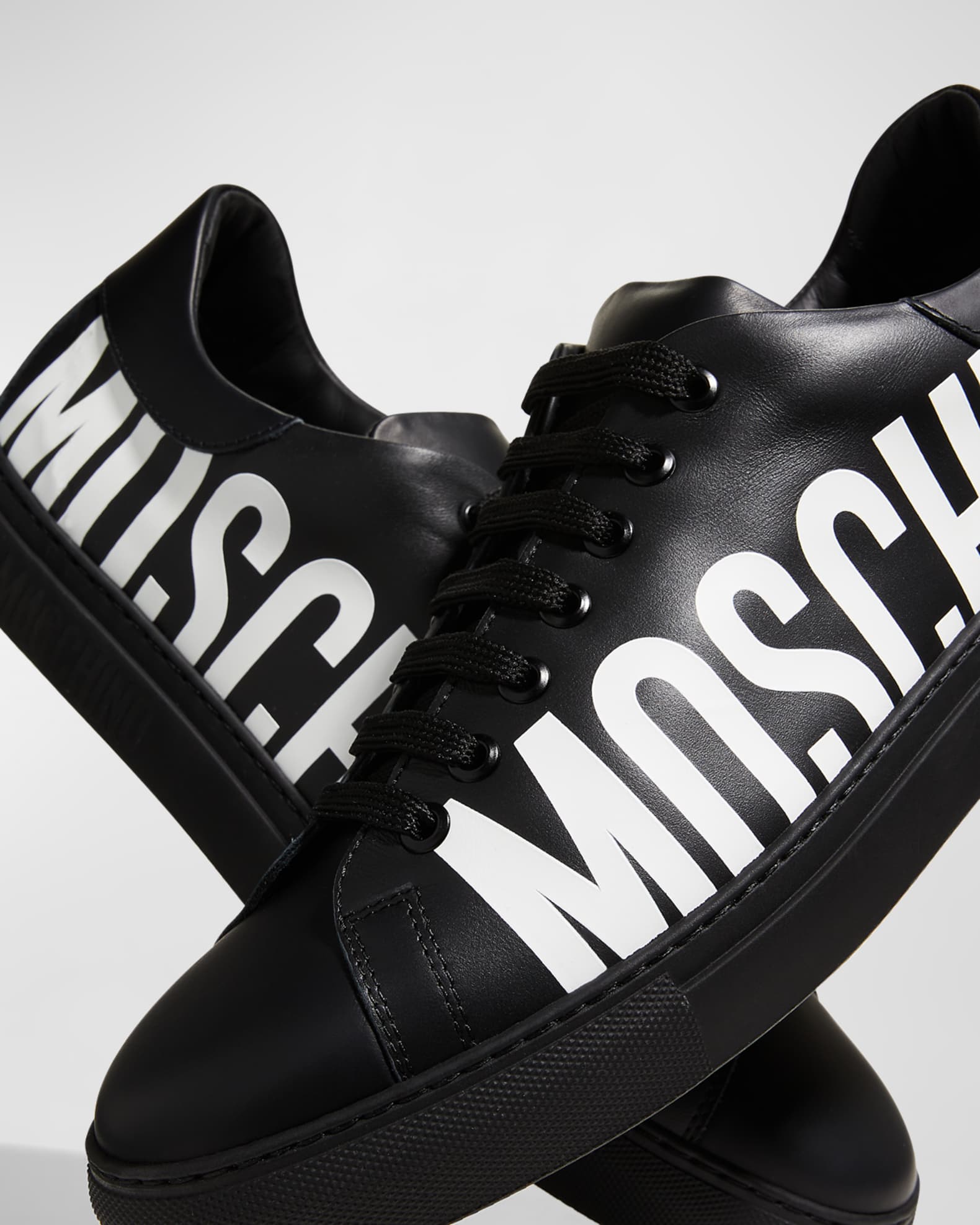 Moschino Men's Leather Low-Top Logo Sneakers | Neiman Marcus
