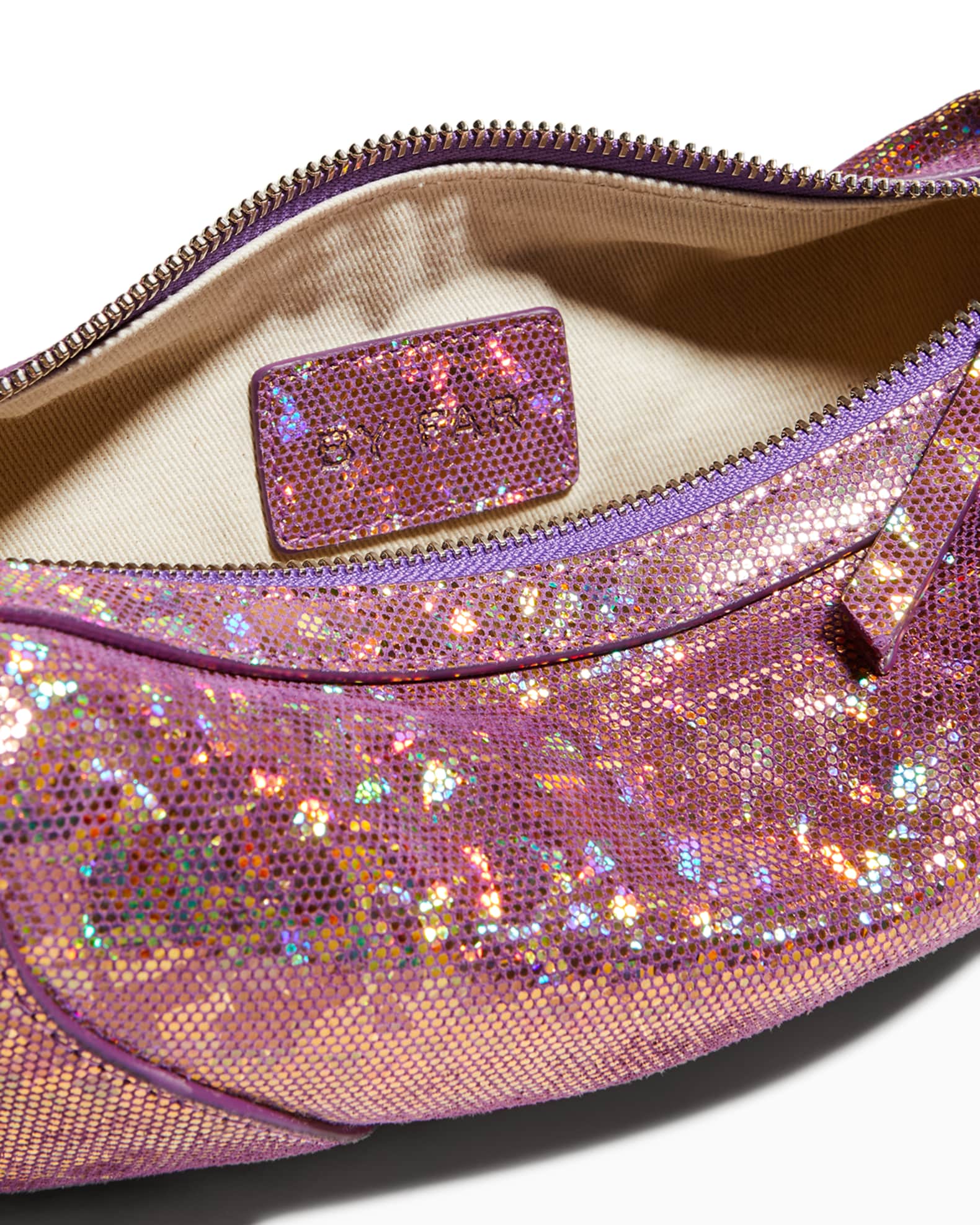 BY FAR Amira Mini Hologram Zip Shoulder Bag | Neiman Marcus