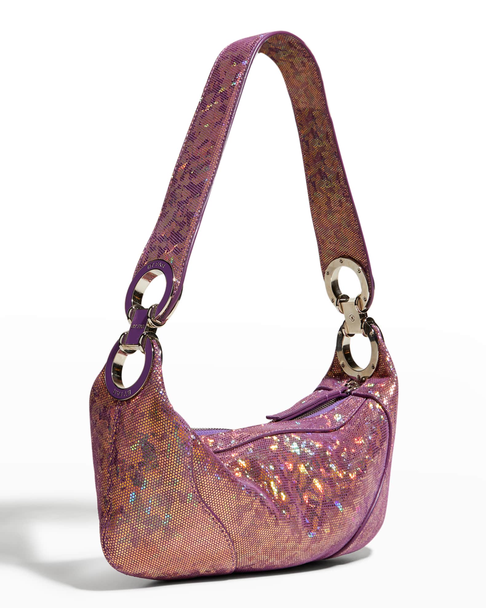 BY FAR Amira Mini Hologram Zip Shoulder Bag | Neiman Marcus