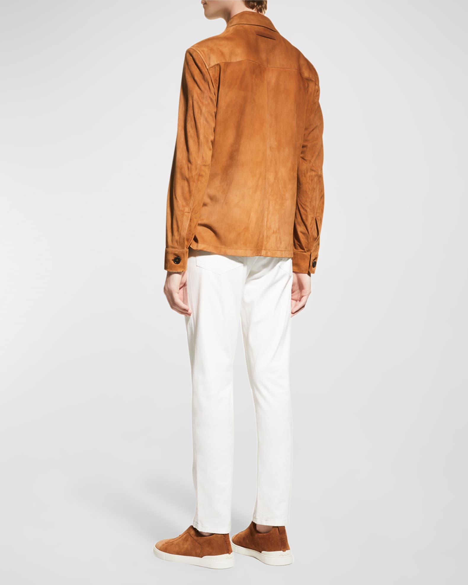 ZEGNA Men's Suede-Leather Overshirt | Neiman Marcus