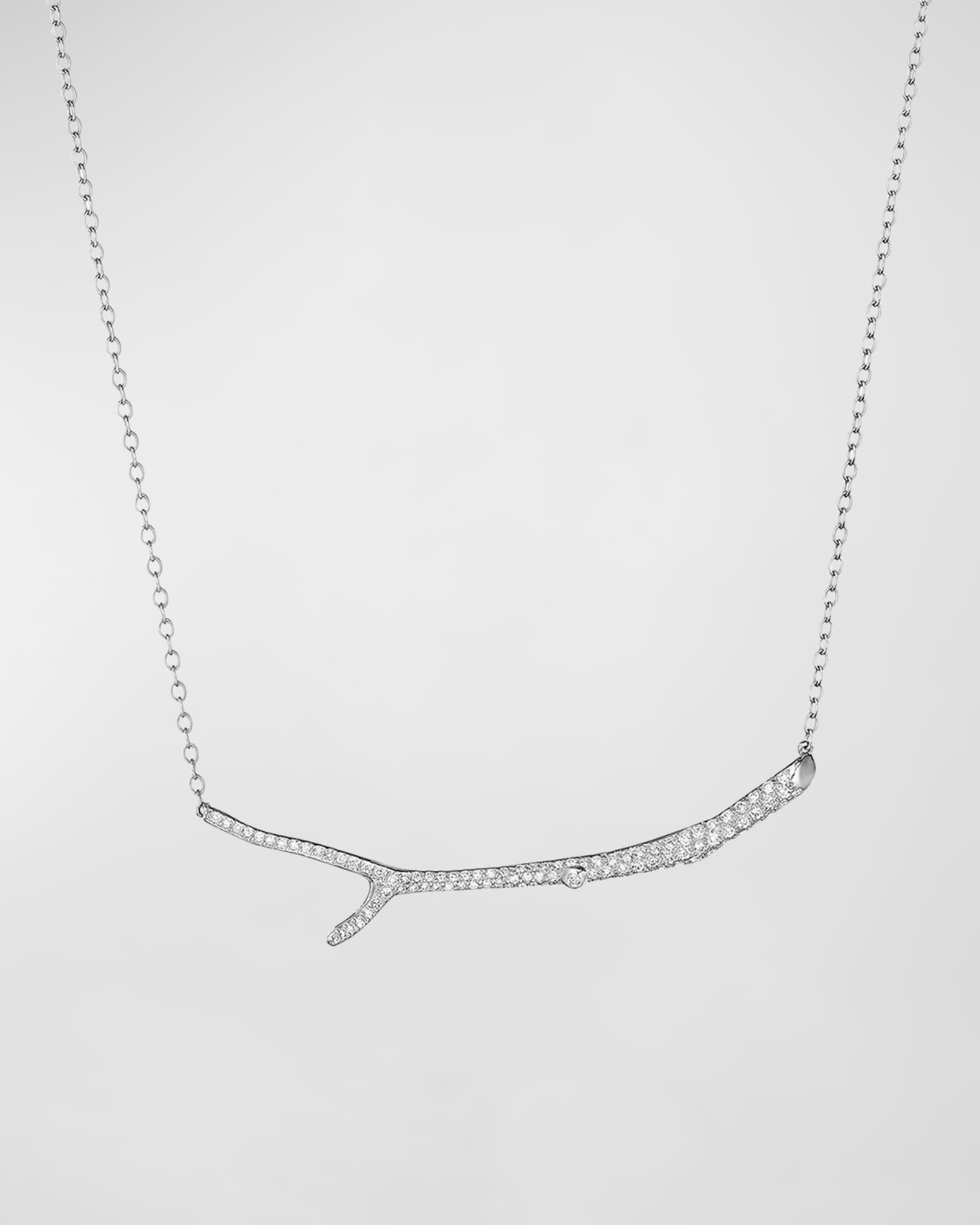 Mimi So 18K White Gold Long Diamond Twig Necklace | Neiman Marcus