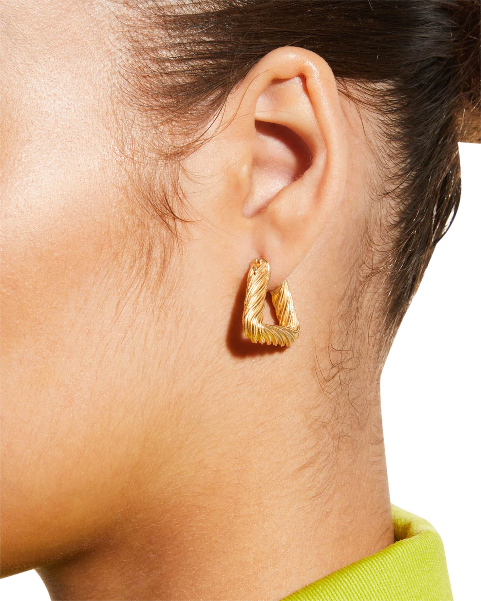 Bottega Veneta Twisted Triangle Hoop Earrings | Neiman Marcus