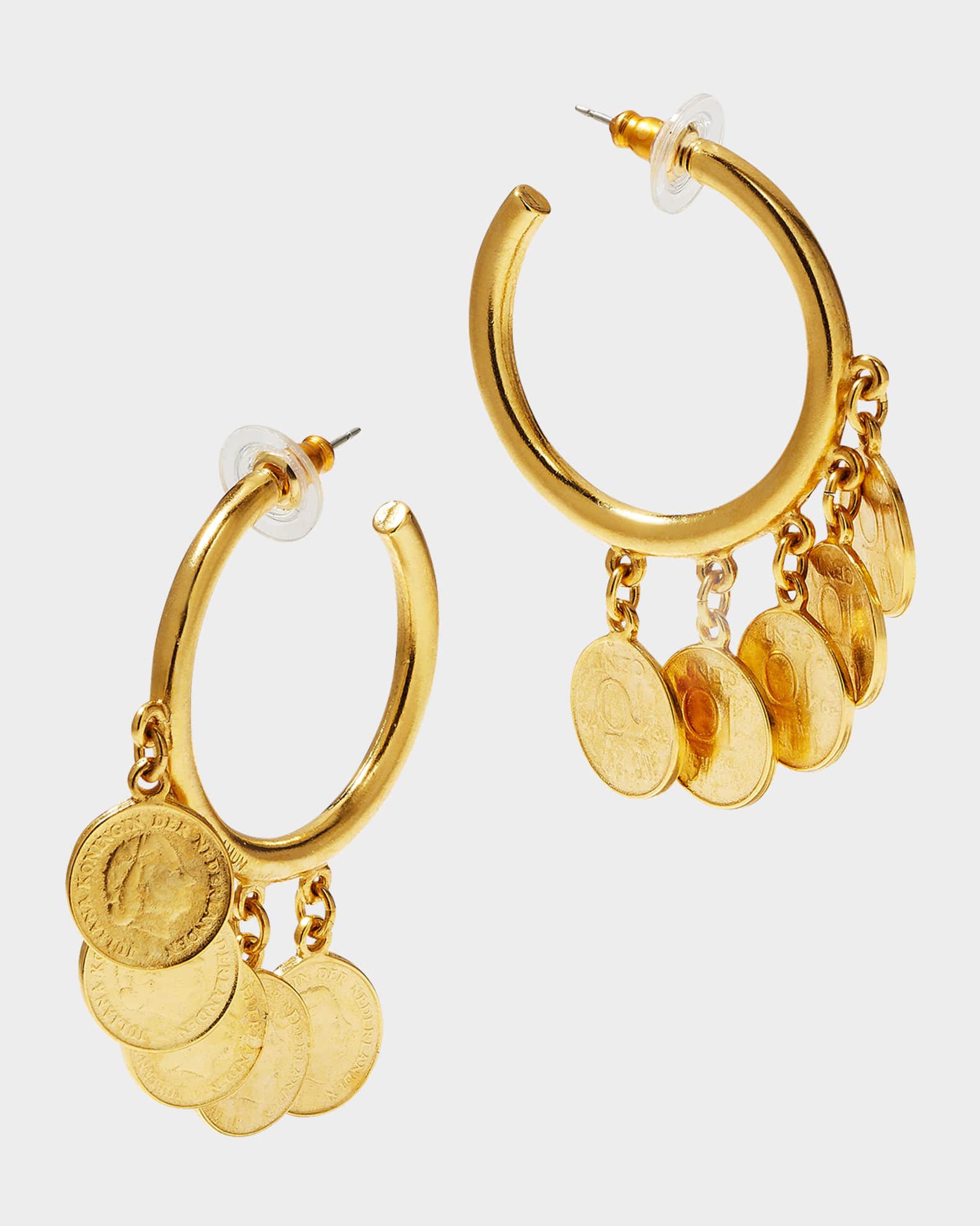Ben-Amun Gold Charm Hoop Earrings | Neiman Marcus