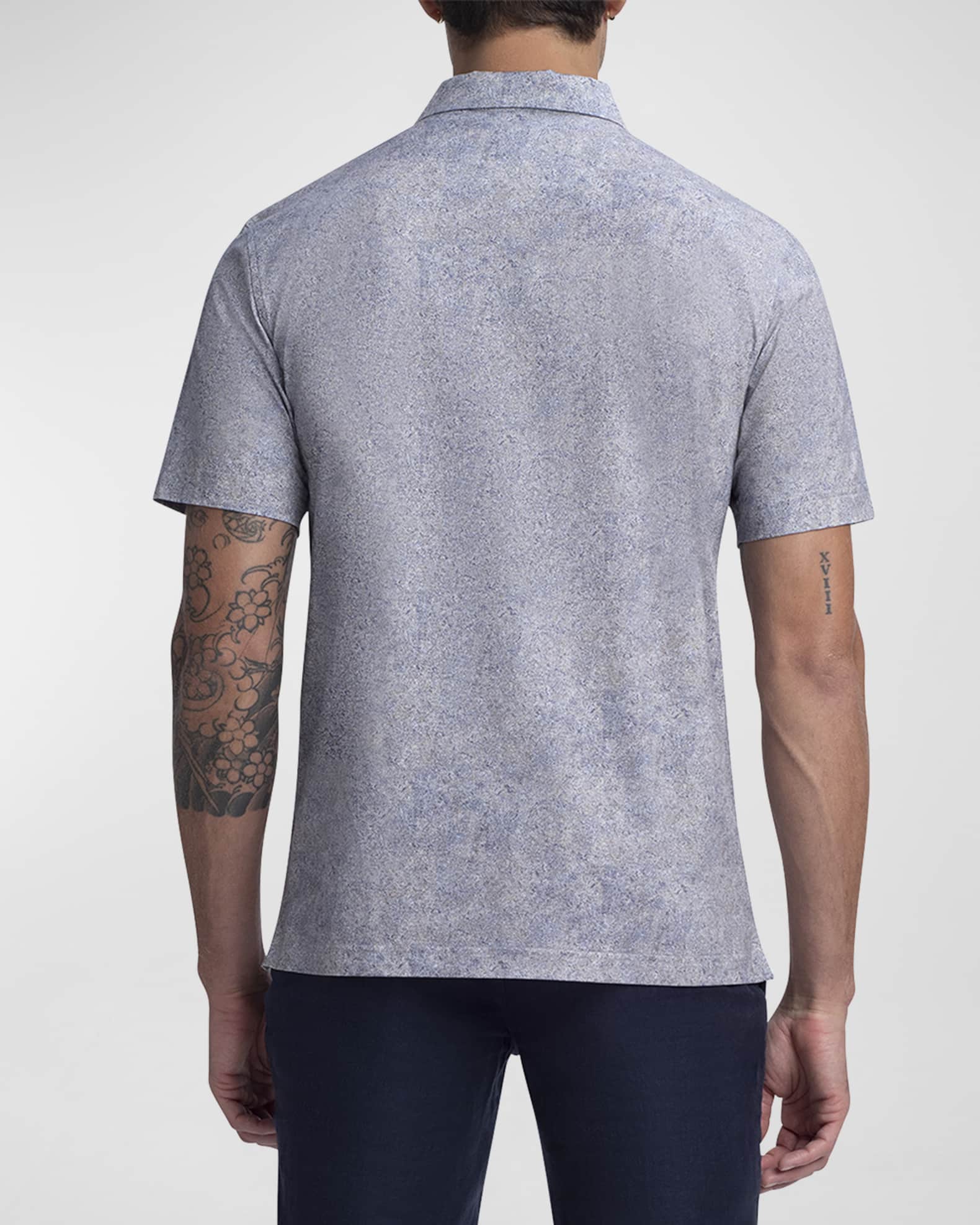 Bugatchi Men's Ooohcotton Tech Victor Marble Polo Shirt | Neiman Marcus