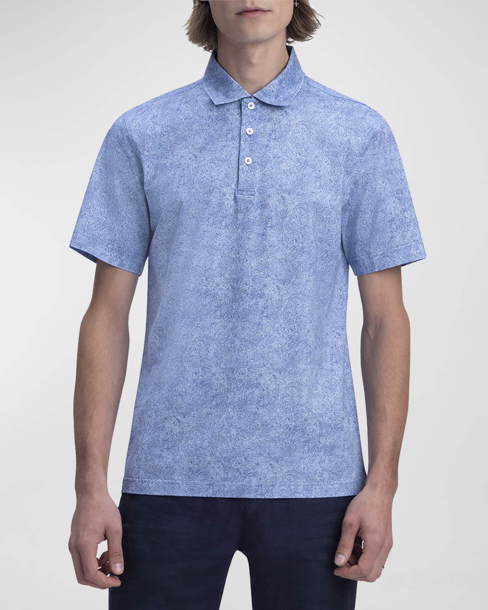 Bugatchi Men's Ooohcotton Tech Victor Marble Polo Shirt | Neiman Marcus