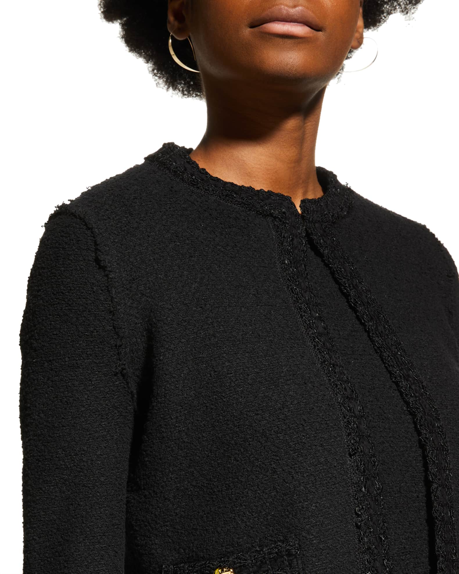 St. John Boucle Raw-Edge Jacket | Neiman Marcus