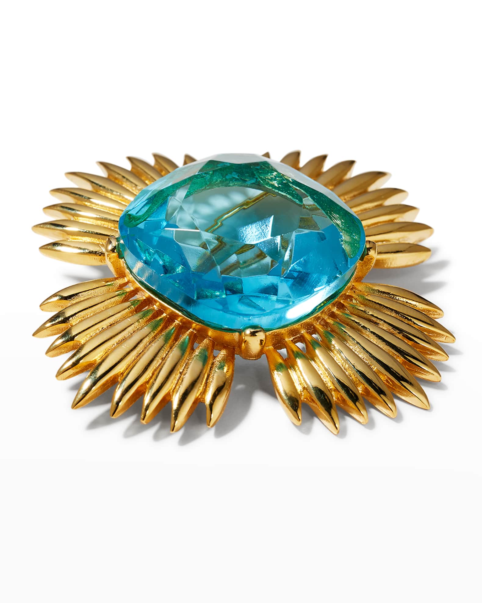 Kenneth Jay Lane Spike Cross Faceted Aqua Pin | Neiman Marcus