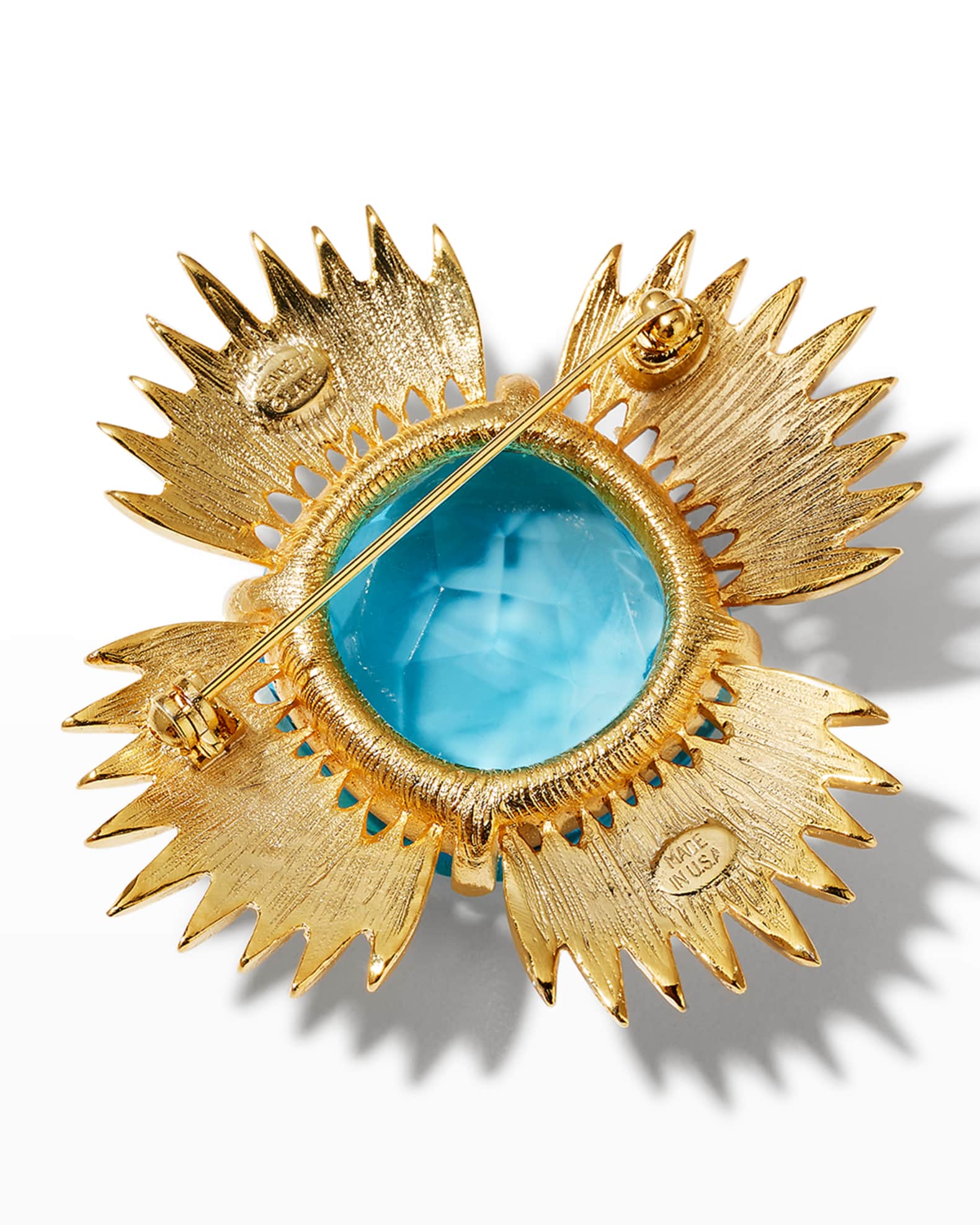 Kenneth Jay Lane Spike Cross Faceted Aqua Pin | Neiman Marcus