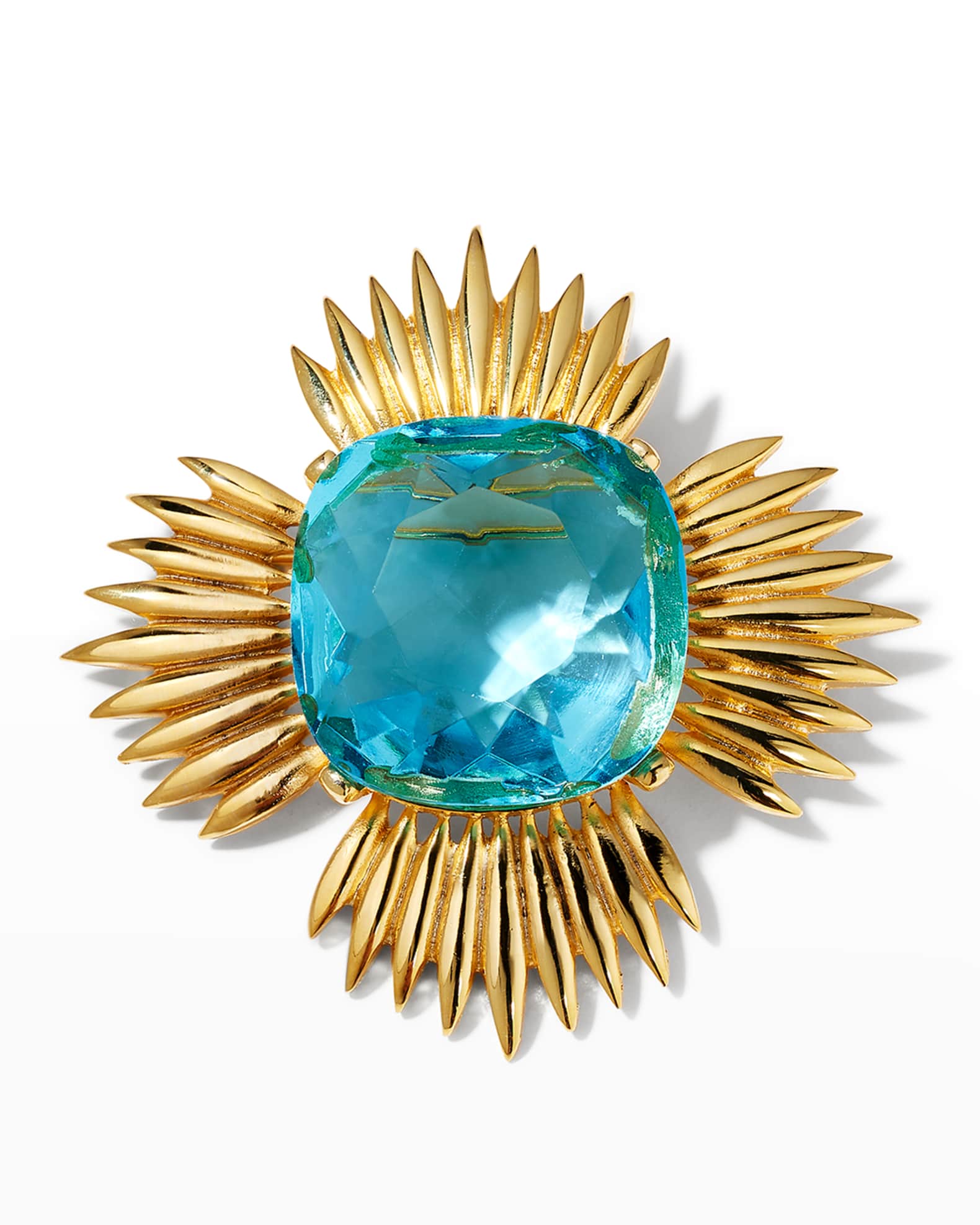 Kenneth Jay Lane Spike Cross Faceted Aqua Pin | Neiman Marcus