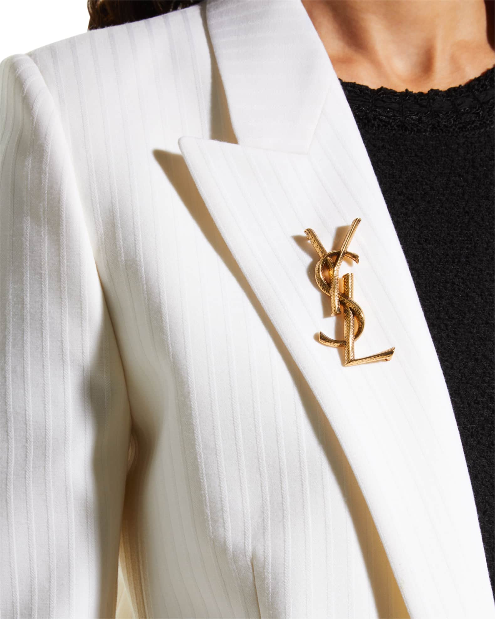 Saint Laurent YSL Snake Textured Brooch | Neiman Marcus