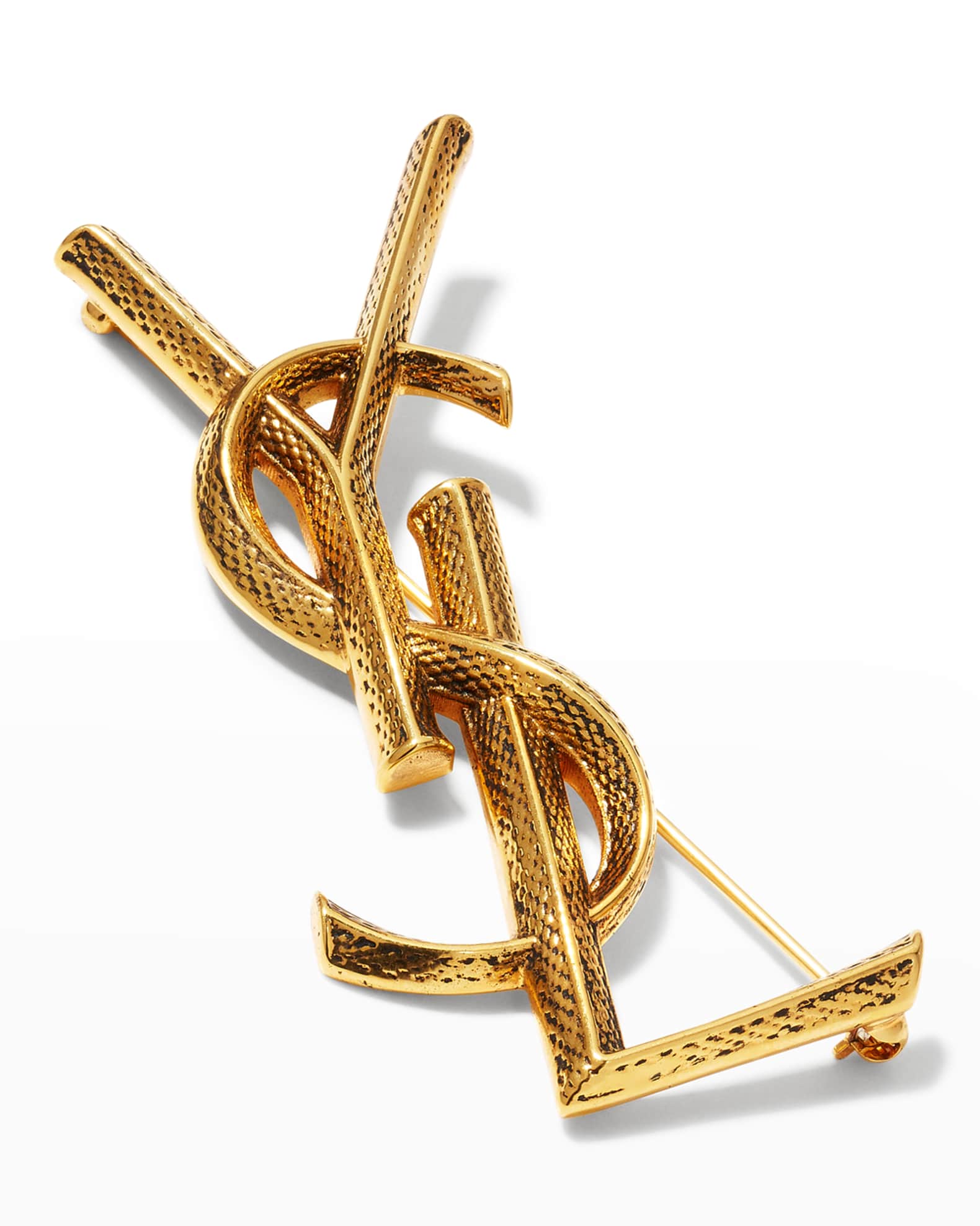 Saint Laurent YSL Snake Textured Brooch | Neiman Marcus