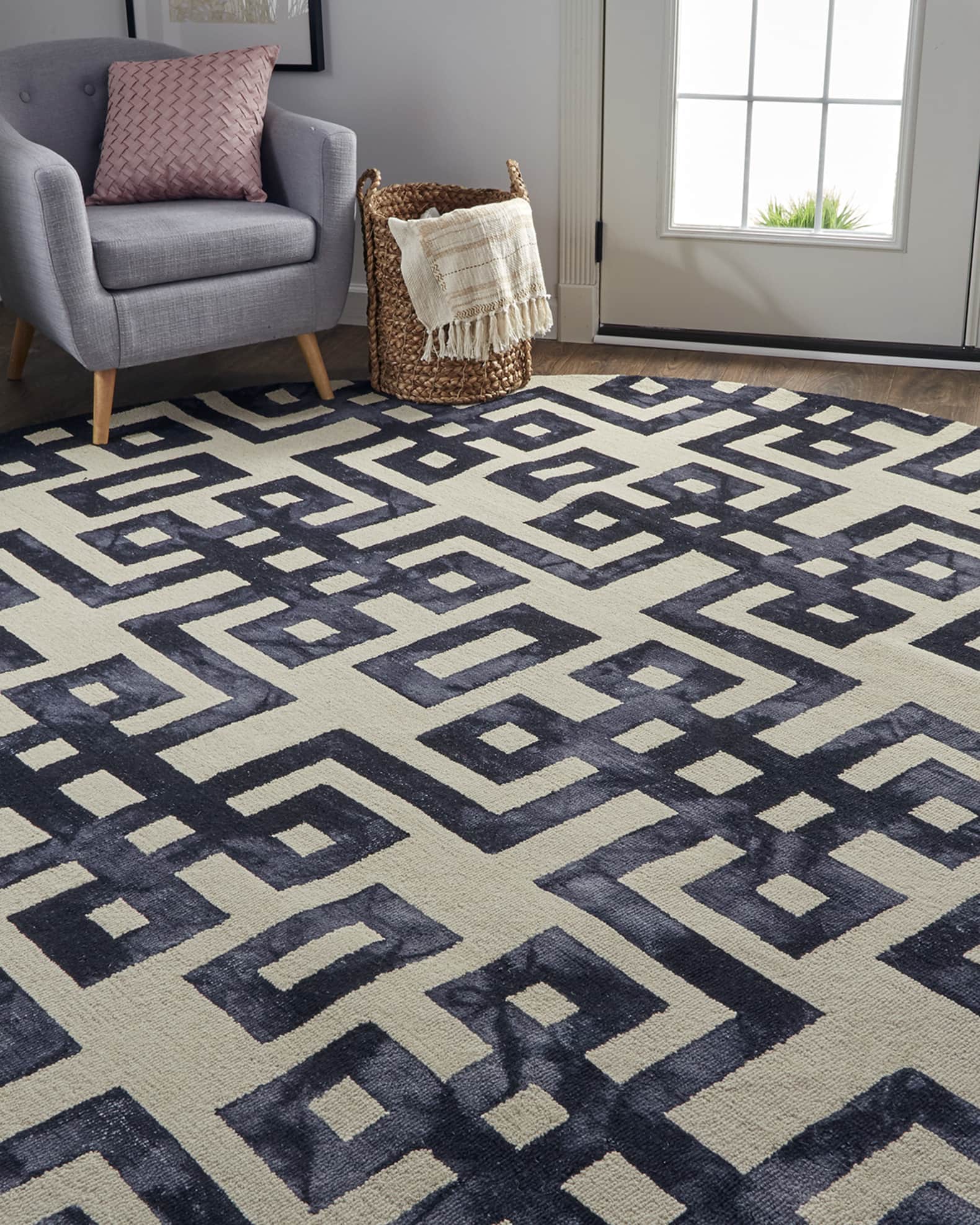 Marengo Tufted Greek Key Wool Rugs | Neiman Marcus