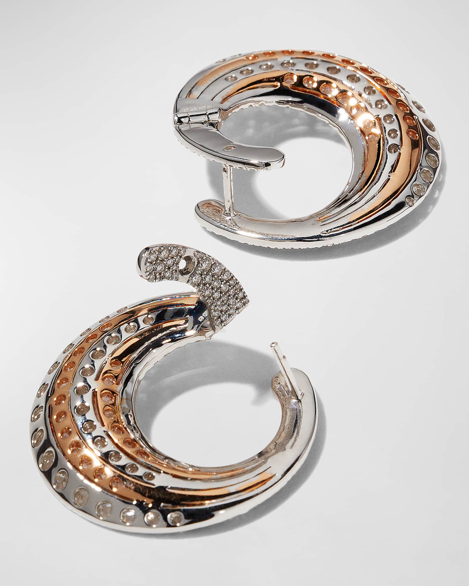64 Facets 18k White Gold and Rose Gold Front-Facing Diamond Earrings ...