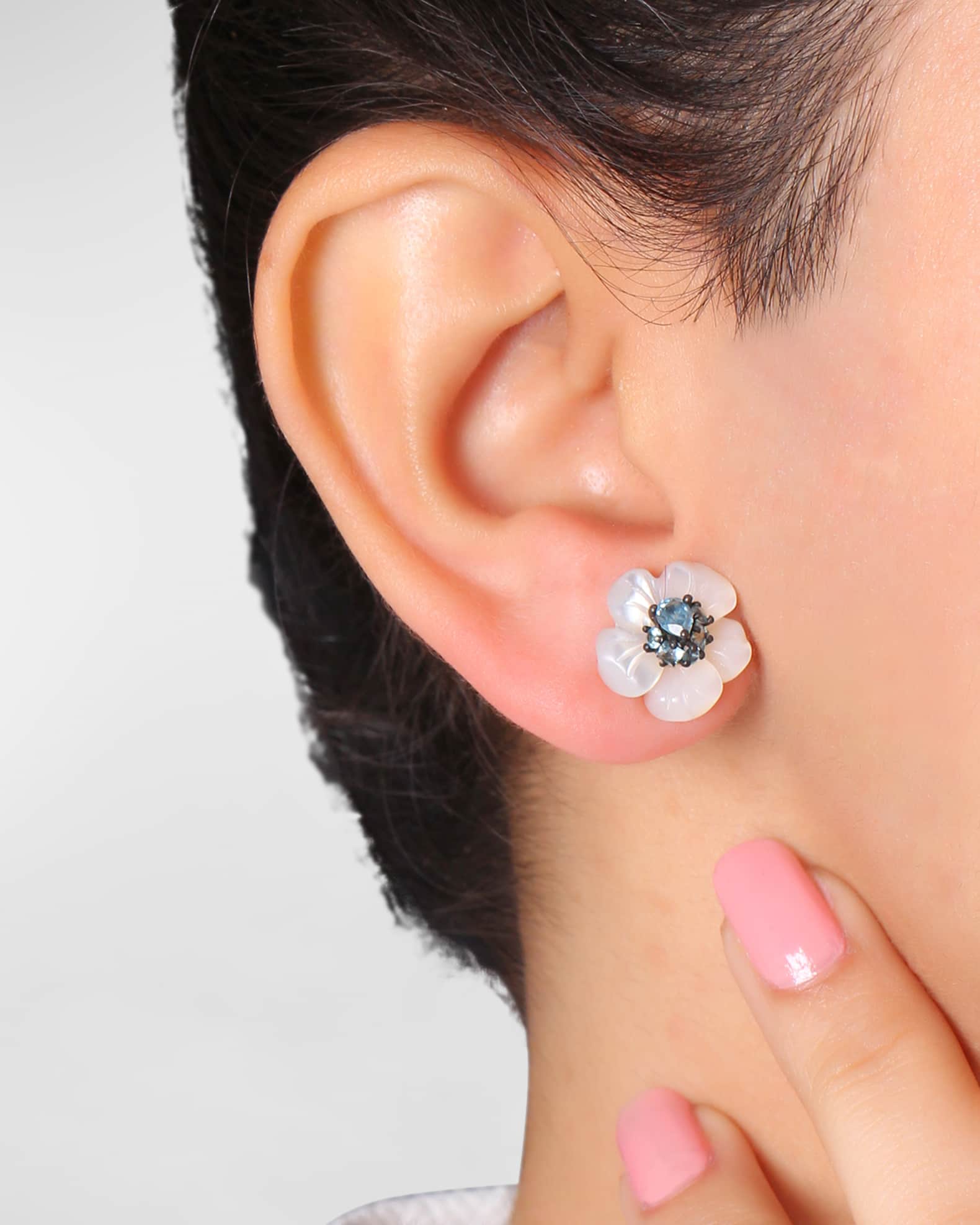 Stephen Dweck Mother-of-Pearl Flower Earrings with Blue Topaz | Neiman ...