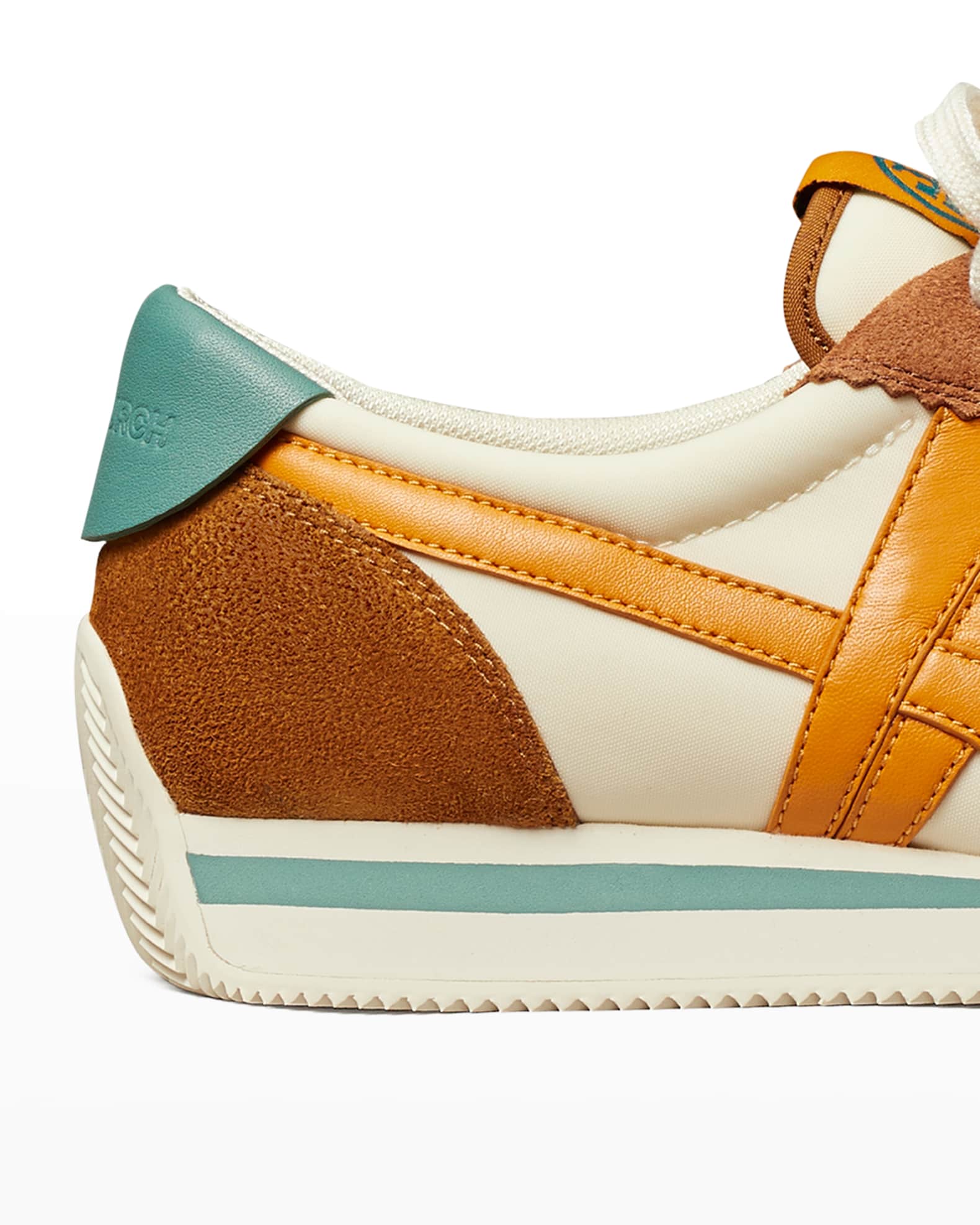 Tory Burch Hank Mixed Leather Retro Sneakers | Neiman Marcus