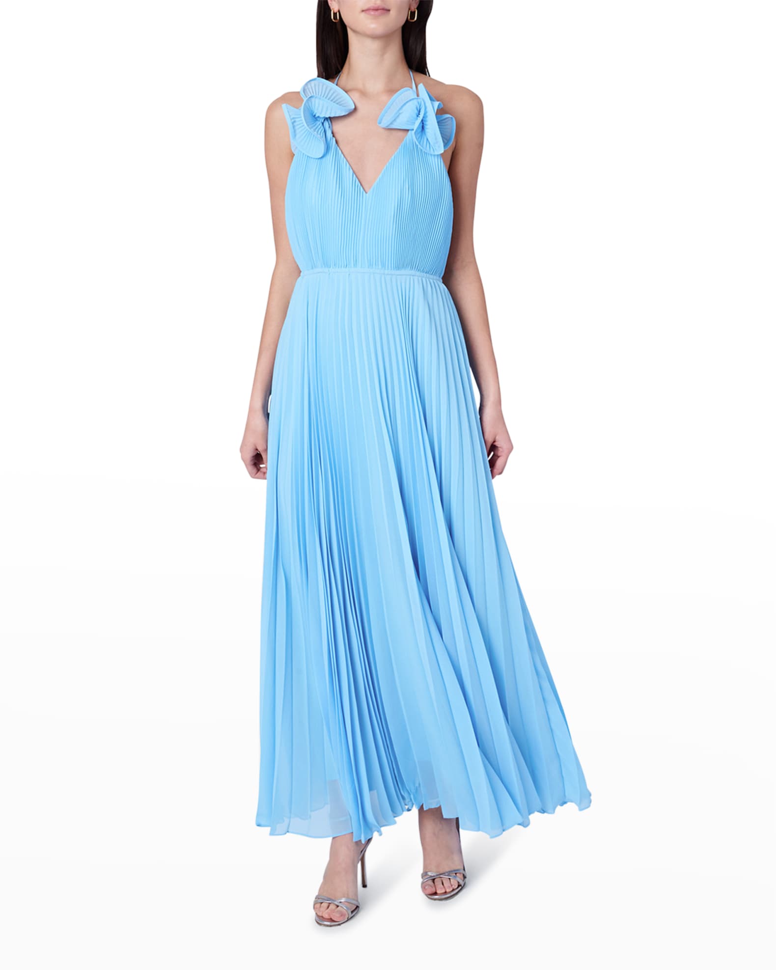 Milly Evie Pleated A-Line Gown | Neiman Marcus