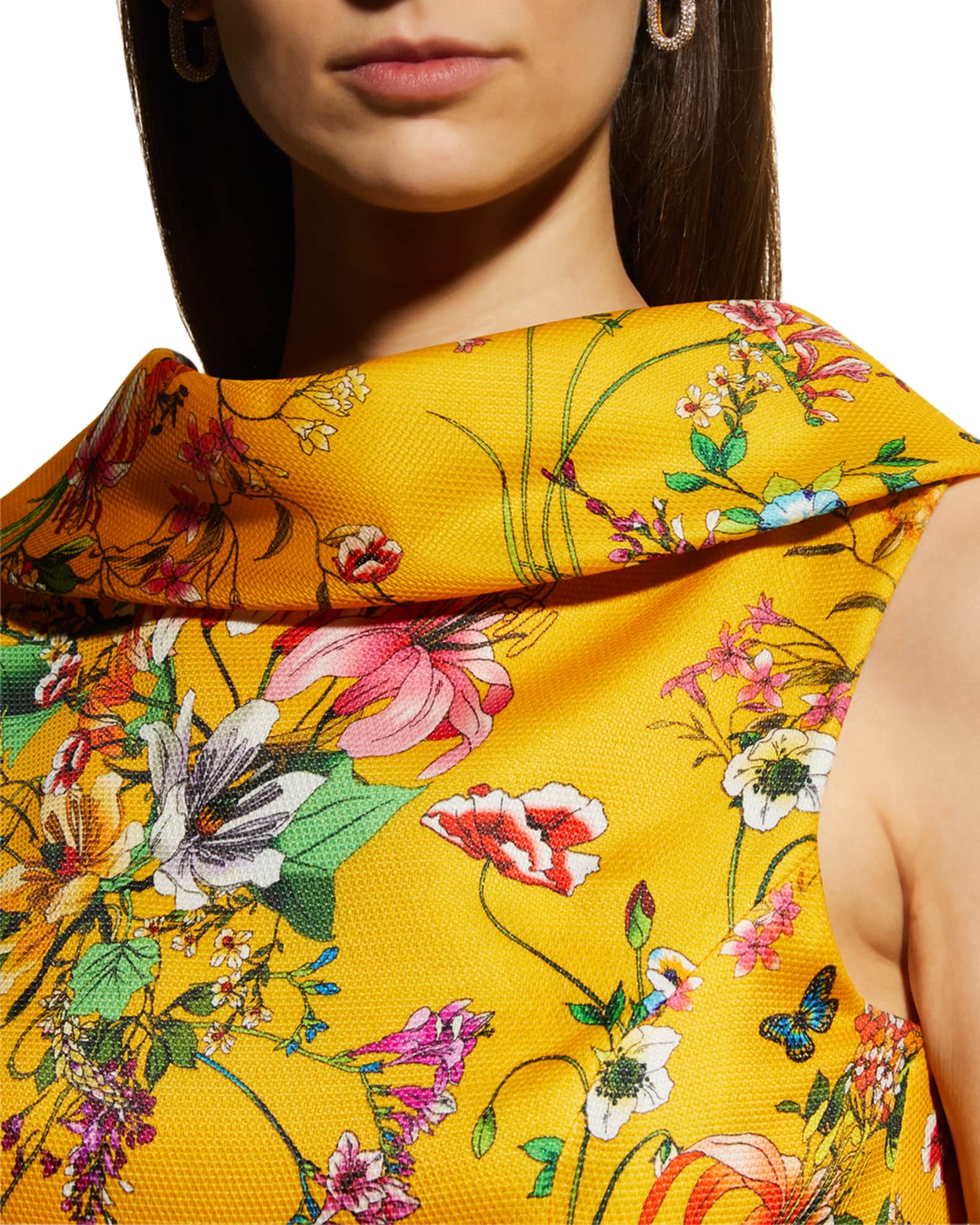 Naeem Khan Floral-Print Boat-Neck Fit-&-Flare Gown | Neiman Marcus