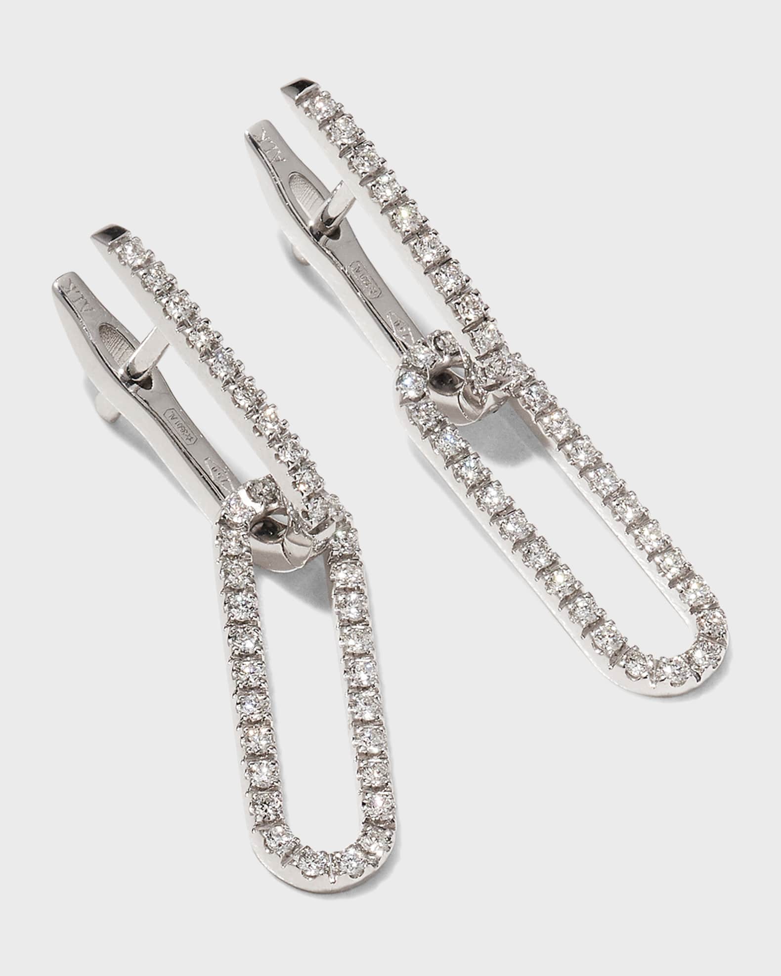 A. Link 18k White Gold Diamond Oval-Link Earrings | Neiman Marcus