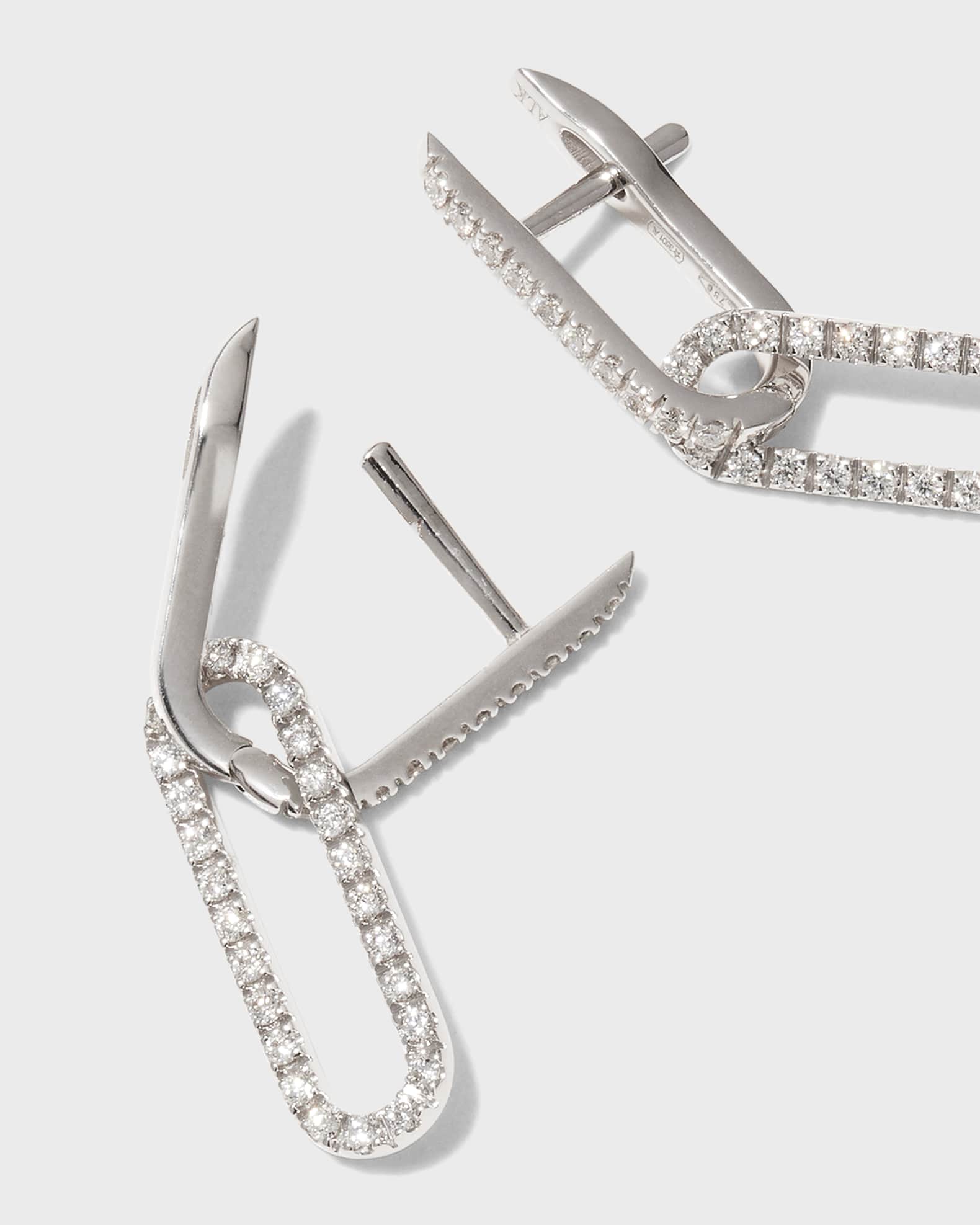 A. Link 18k White Gold Diamond Oval-Link Earrings | Neiman Marcus