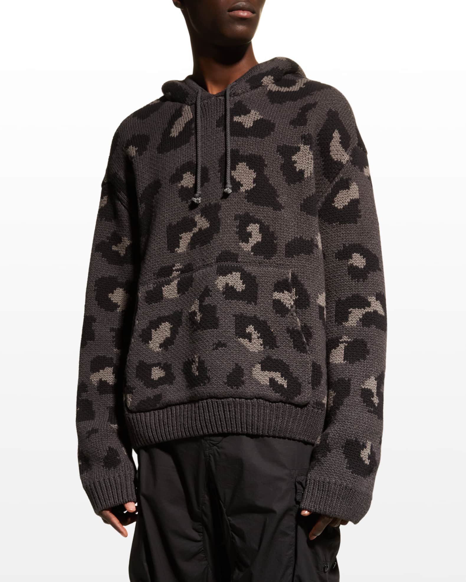 Stampd Men's Knit Leopard-Print Poncho Sweater | Neiman Marcus