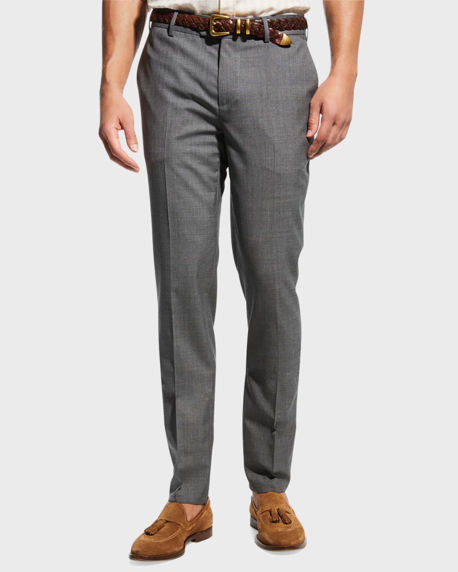 Brunello Cucinelli Men's Wool Italian Fit Trousers | Neiman Marcus