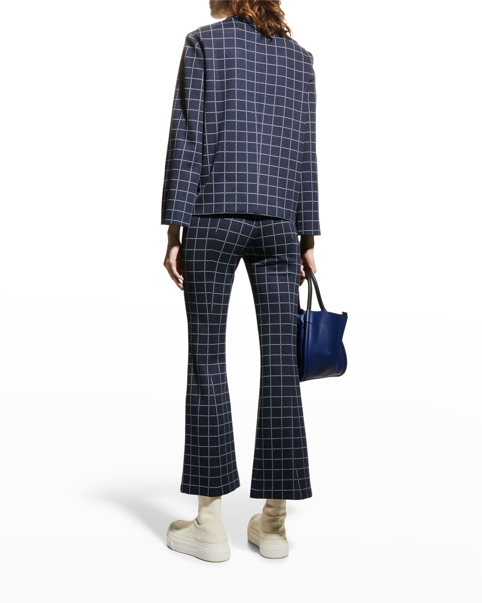 Rosetta Getty Houndstooth Plaid Flare Pants | Neiman Marcus