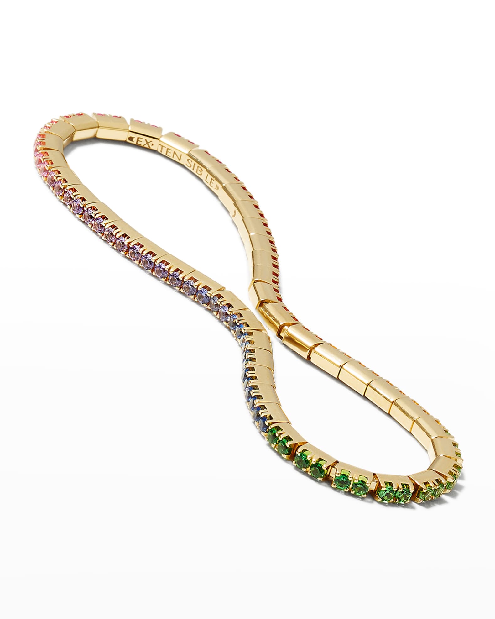 Extensible Yellow Gold Stretch Rainbow Tennis Bracelet | Neiman Marcus