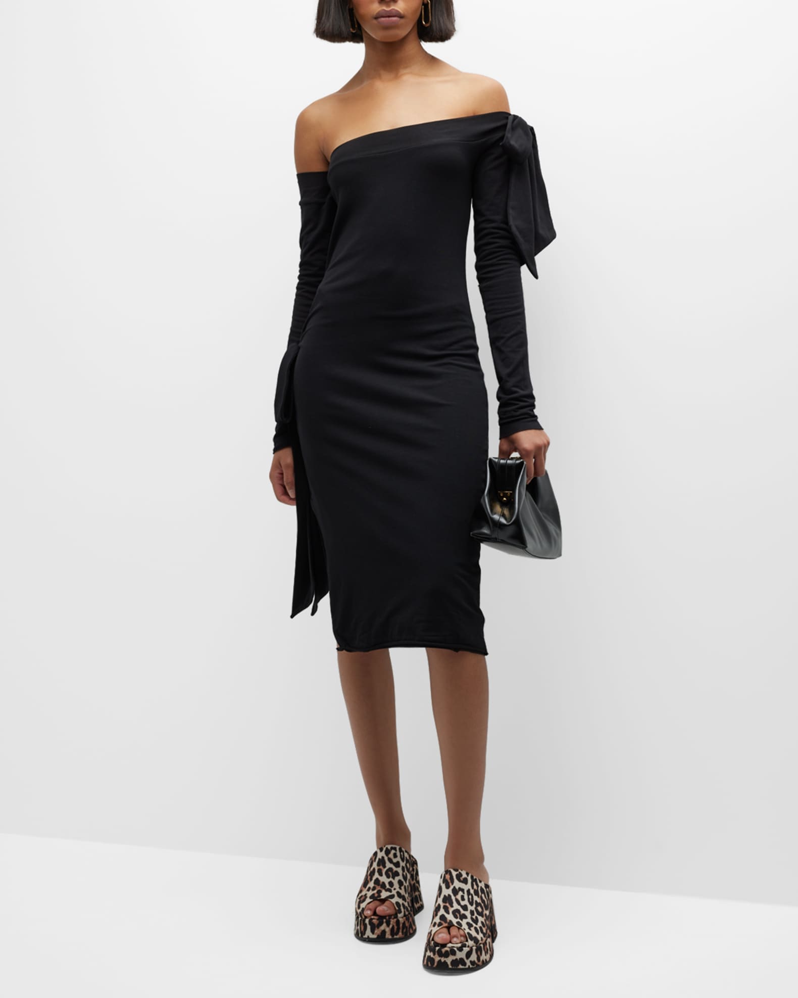 Rotate Birger Christensen Beca Off-The-Shoulder Asymmetric Cut-Out Midi ...