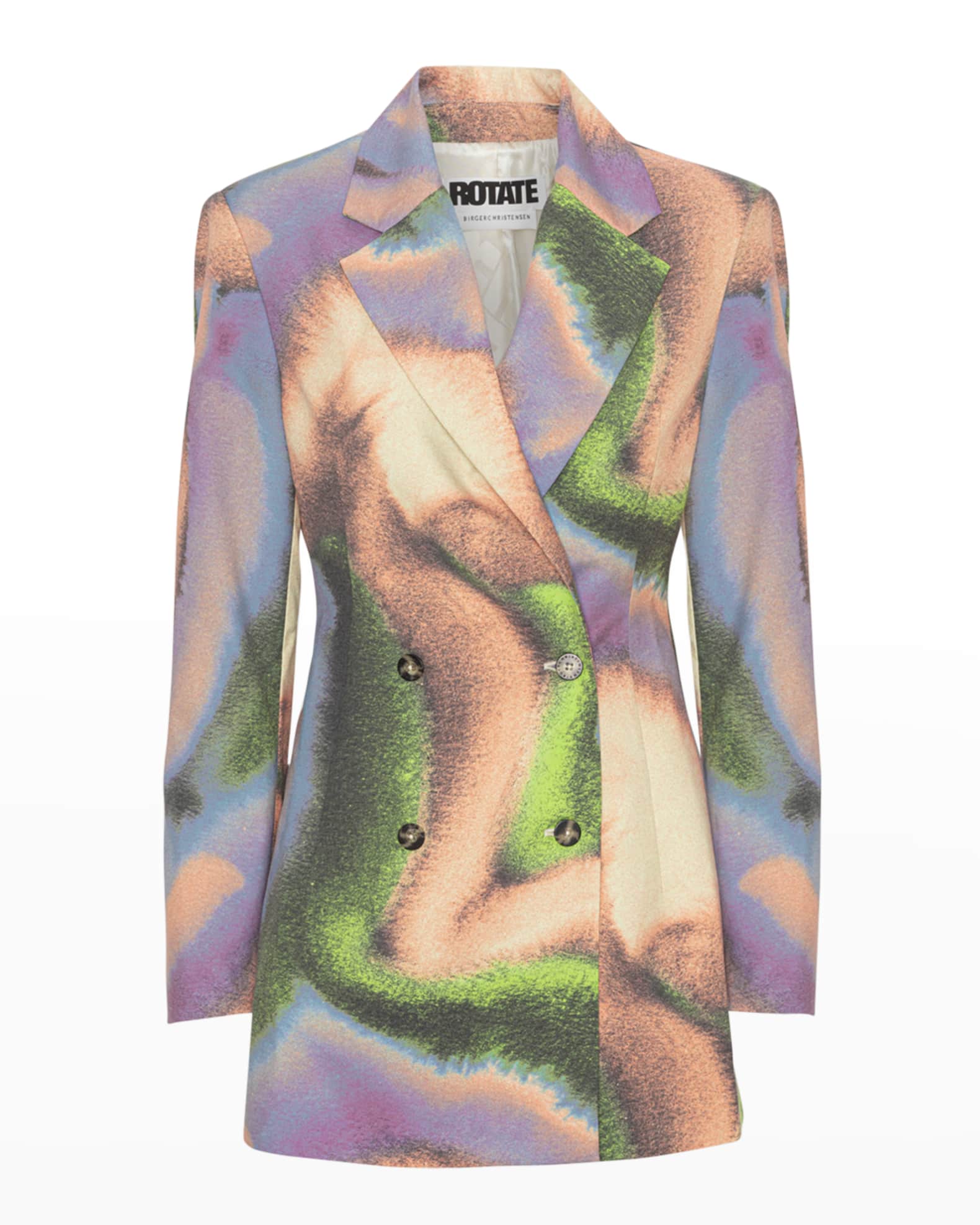 Rotate Birger Christensen Fonda Printed Double-Breasted Blazer | Neiman ...