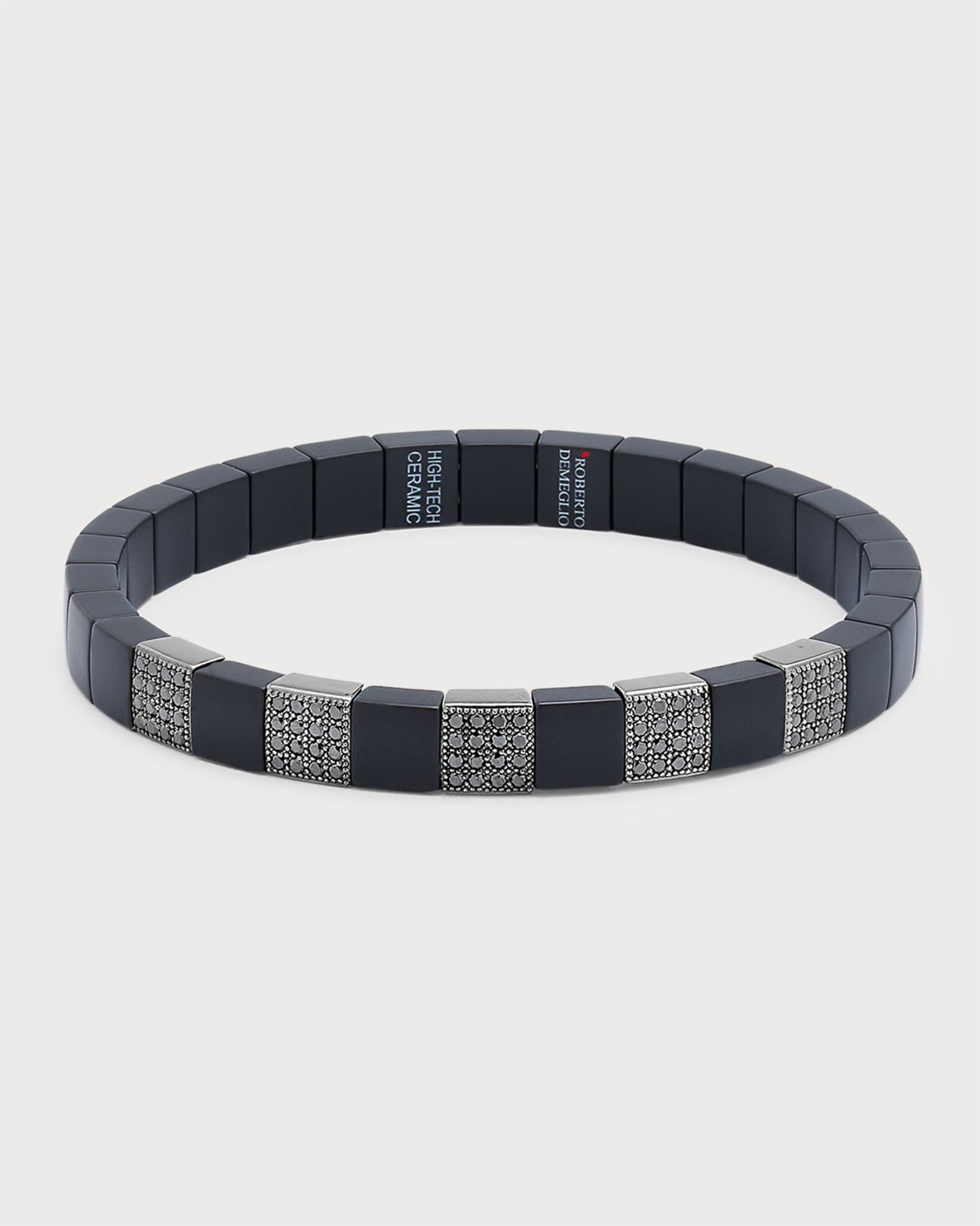 Roberto Demeglio Scacco Ceramic Stretch Bracelet with Black Diamonds ...