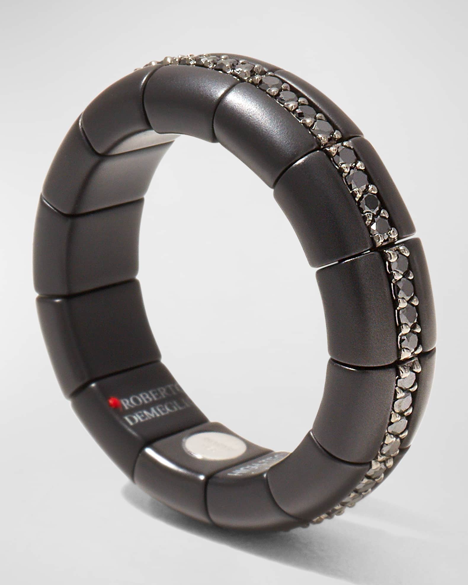 Roberto Demeglio Men's Black Matte Ceramic Eternity Ring with Black Diamonds | Neiman Marcus
