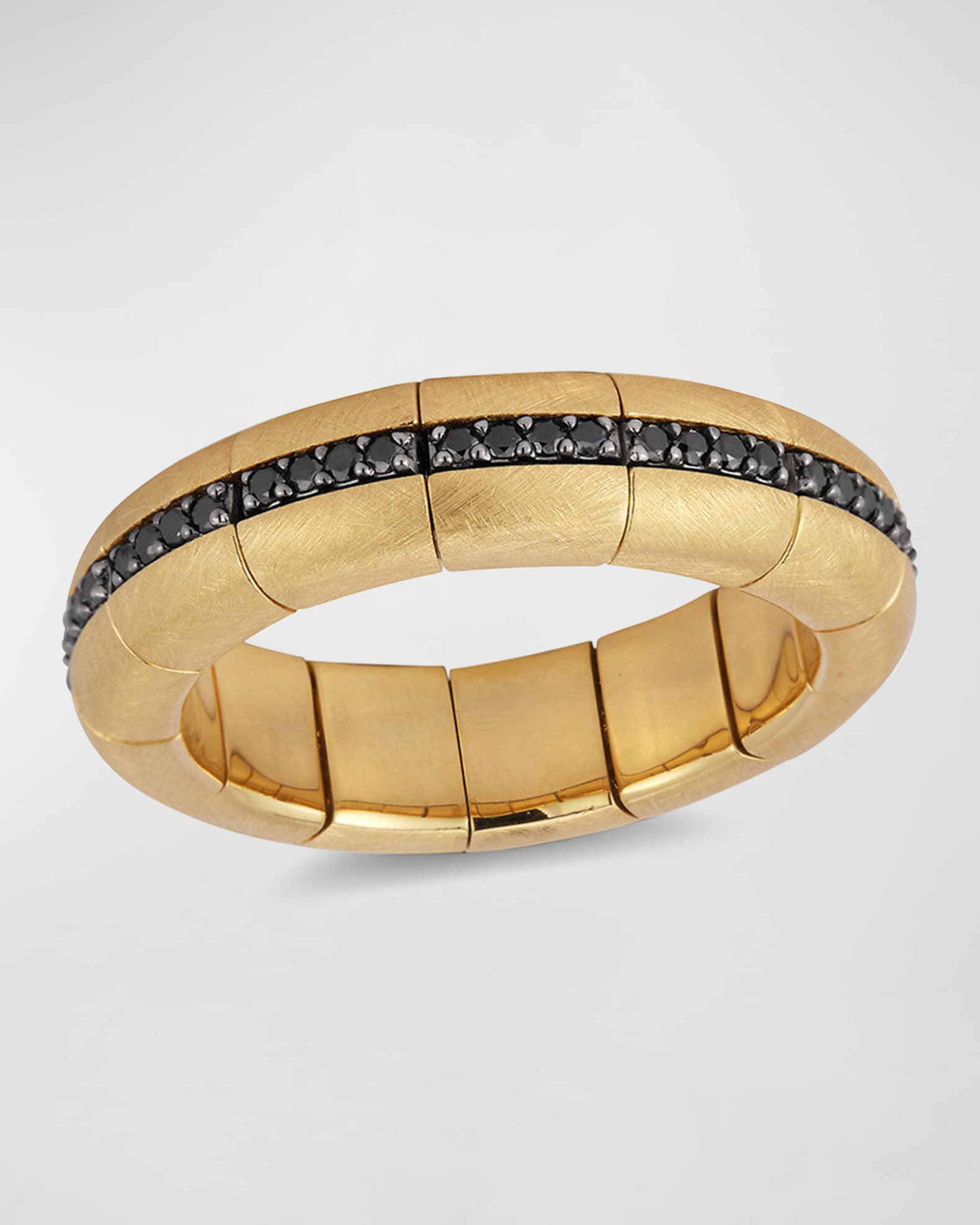 Roberto Demeglio Men's Yellow Gold Matte Pura Black Diamond Eternity Ring | Neiman Marcus