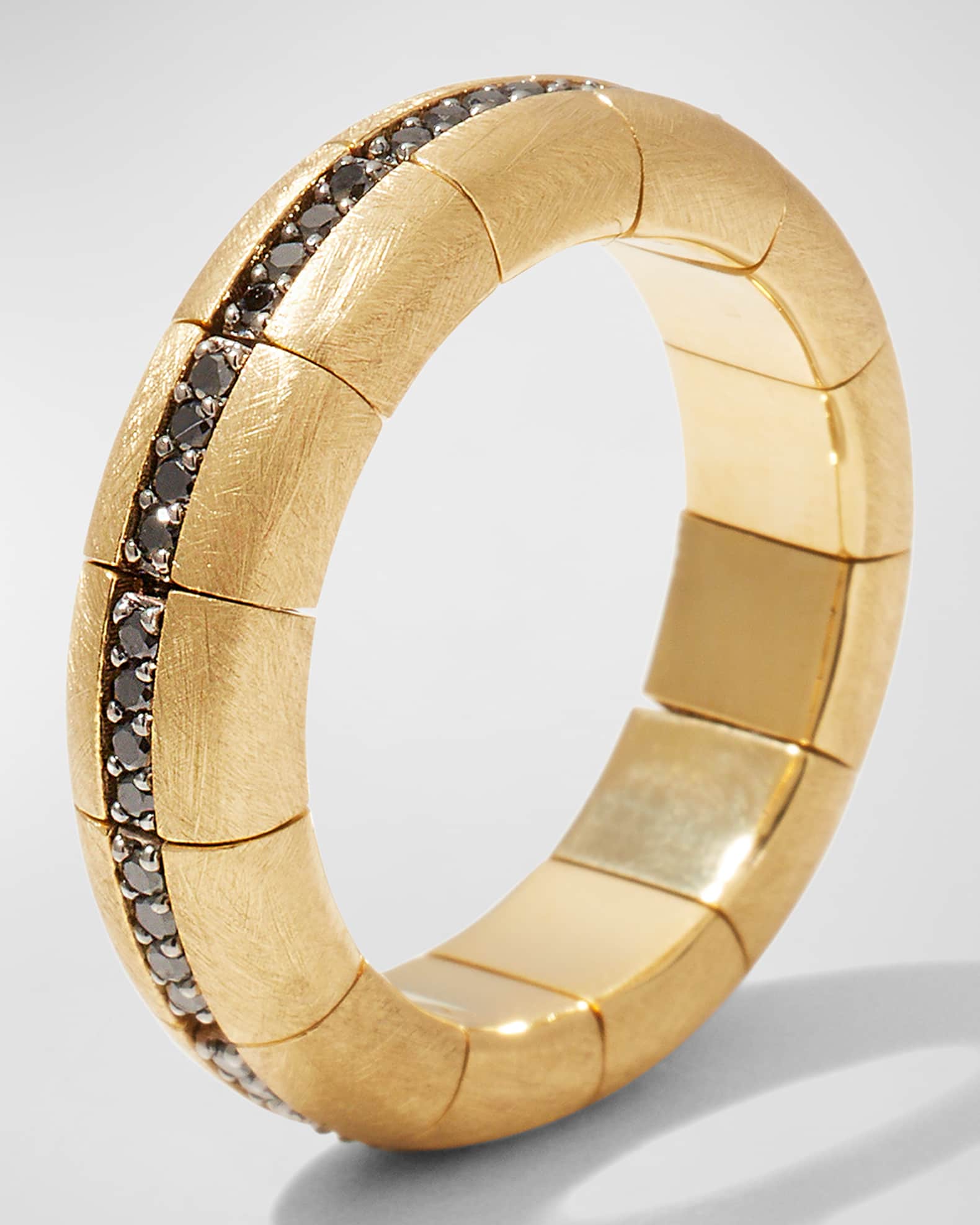 Roberto Demeglio Men's Yellow Gold Matte Pura Black Diamond Eternity Ring | Neiman Marcus