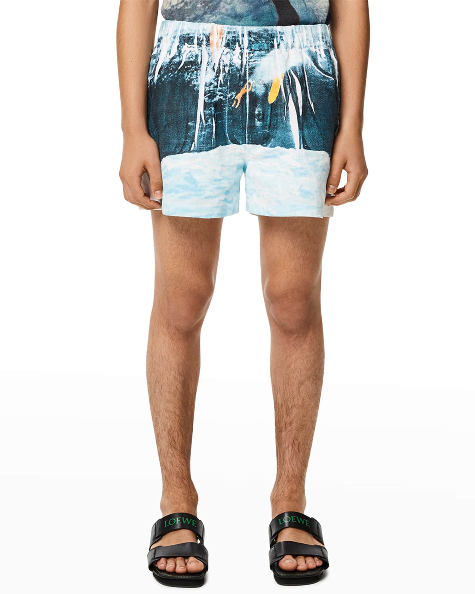 Loewe x Paula's Ibiza Men's Surf-Print Shorts | Neiman Marcus