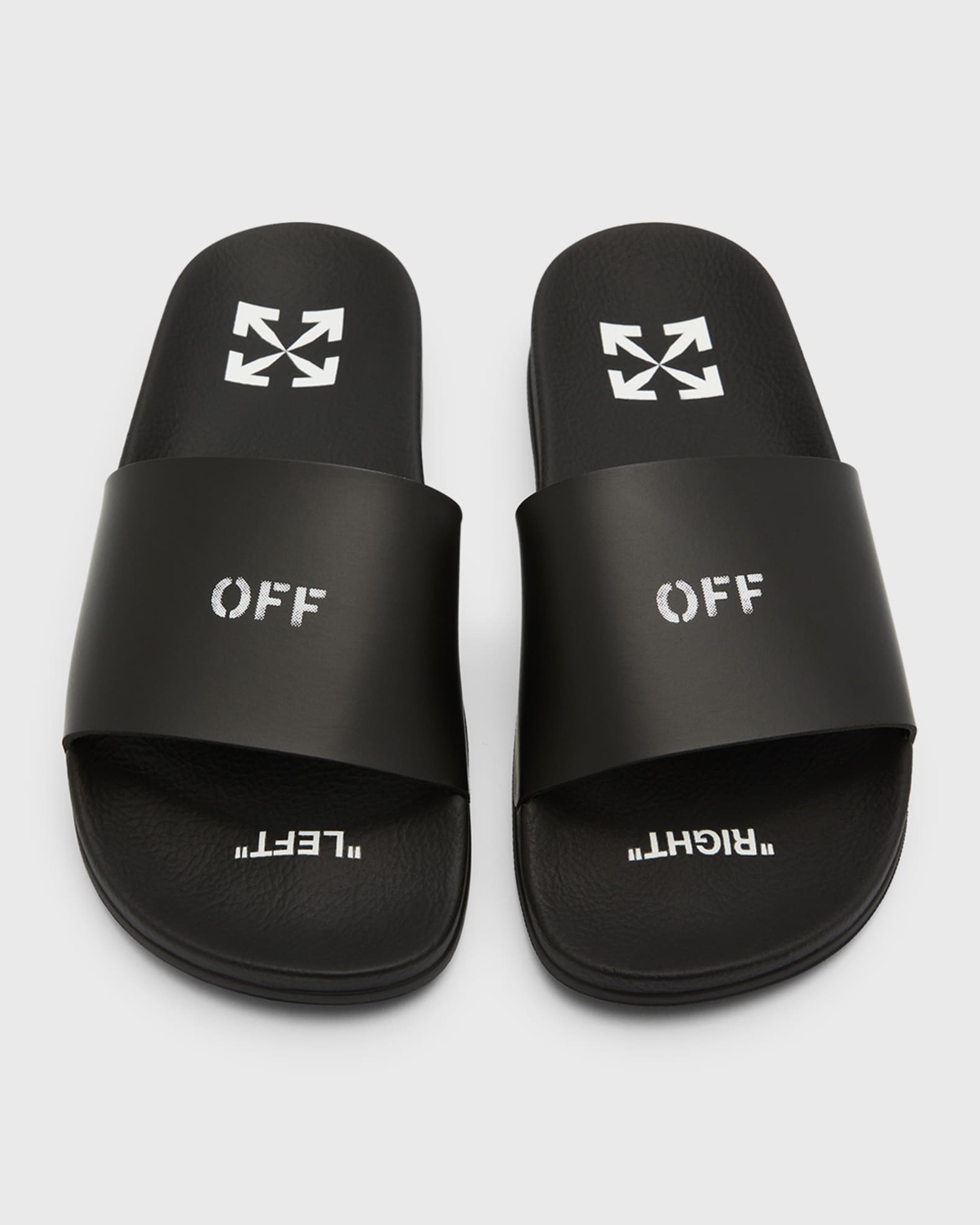 Off-White Stamp Logo Graphic Pool Slide Sandals | Neiman Marcus
