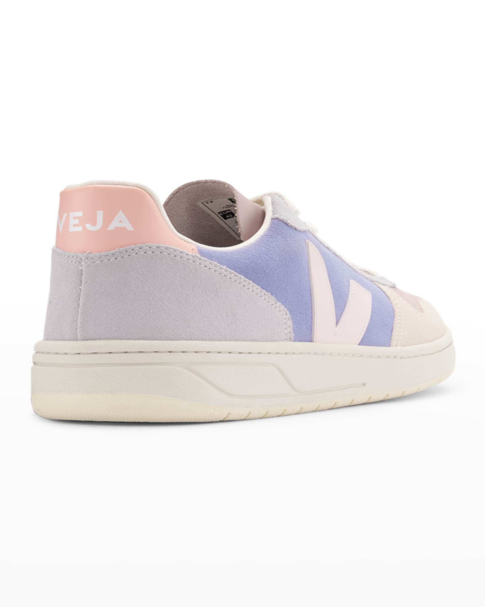 VEJA V-10 Bicolor Mixed Leather Low-Top Sneakers | Neiman Marcus