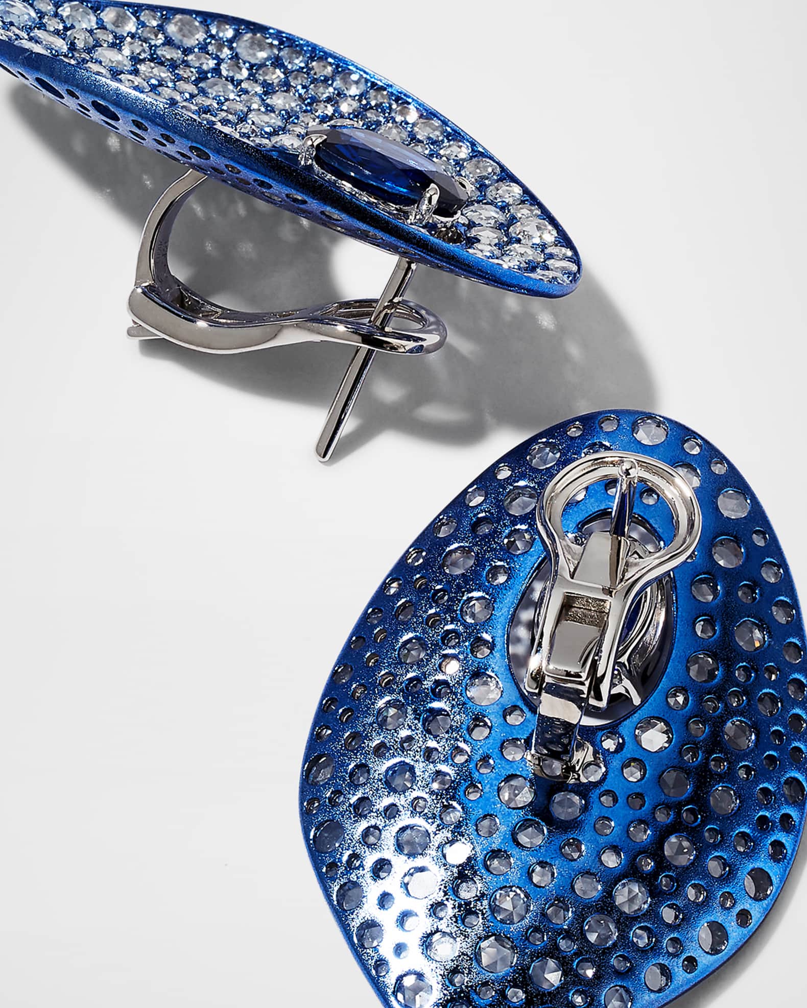 Graziela Gems Blue Rhodium, Sapphire and Diamond Earrings | Neiman Marcus