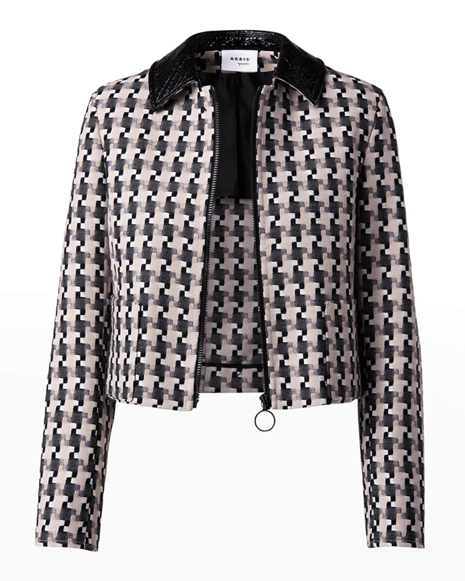 Akris punto Cropped Houndstooth Jacquard Jacket | Neiman Marcus