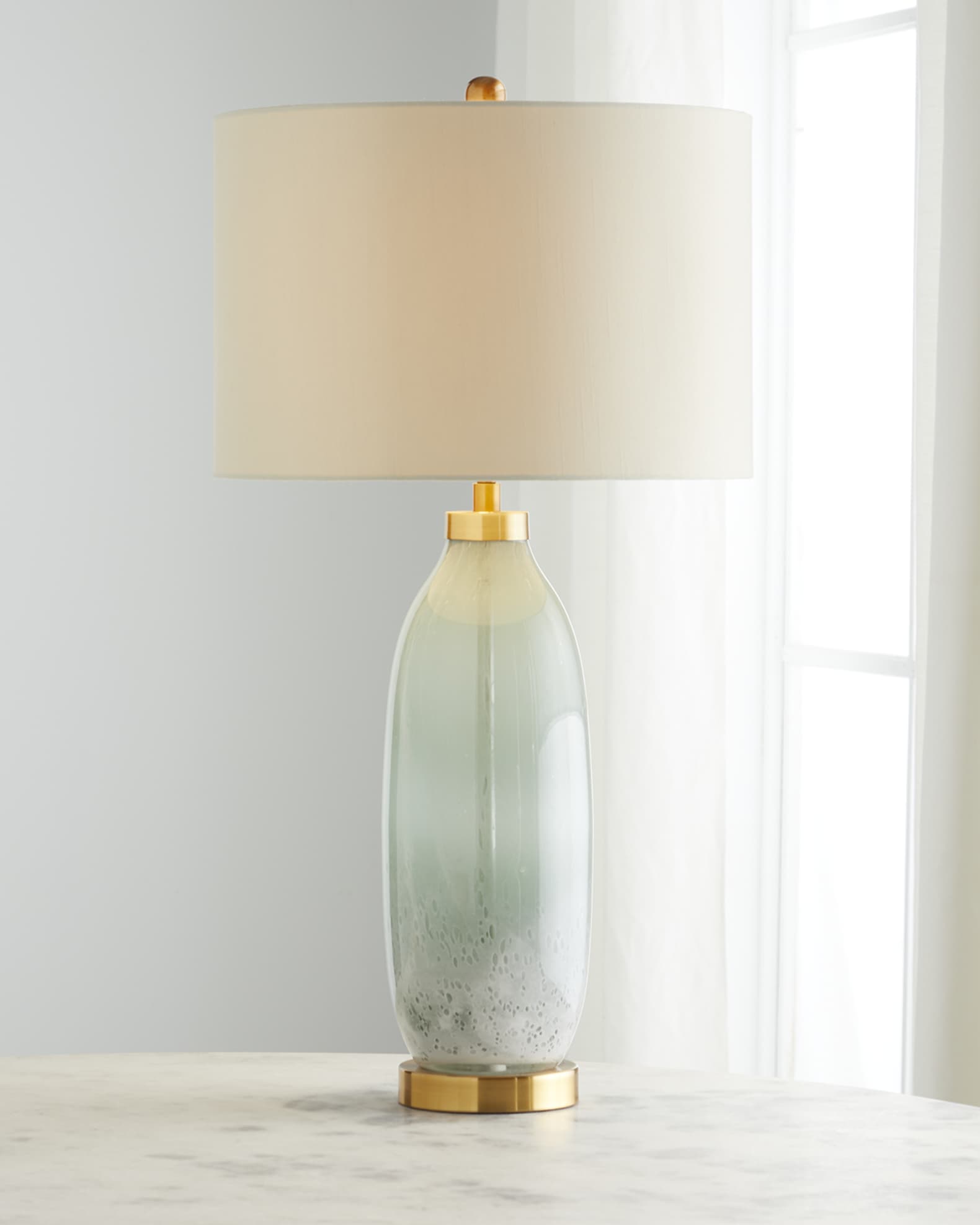 Old World Design Carley Hand-Blown Green Glass Table Lamp | Neiman Marcus
