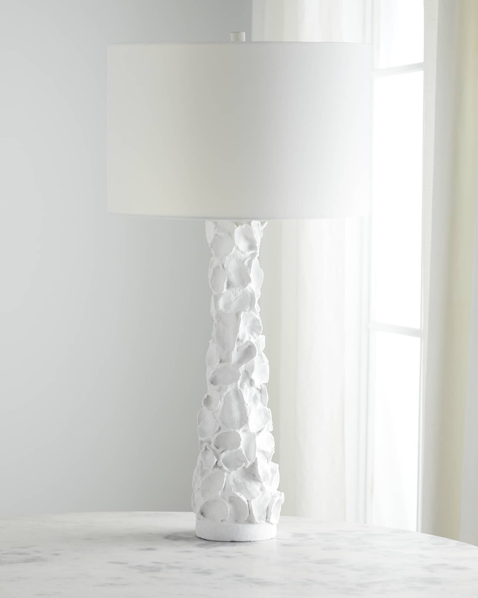 Old World Design White Gesso Oyster Shell Lamp | Neiman Marcus