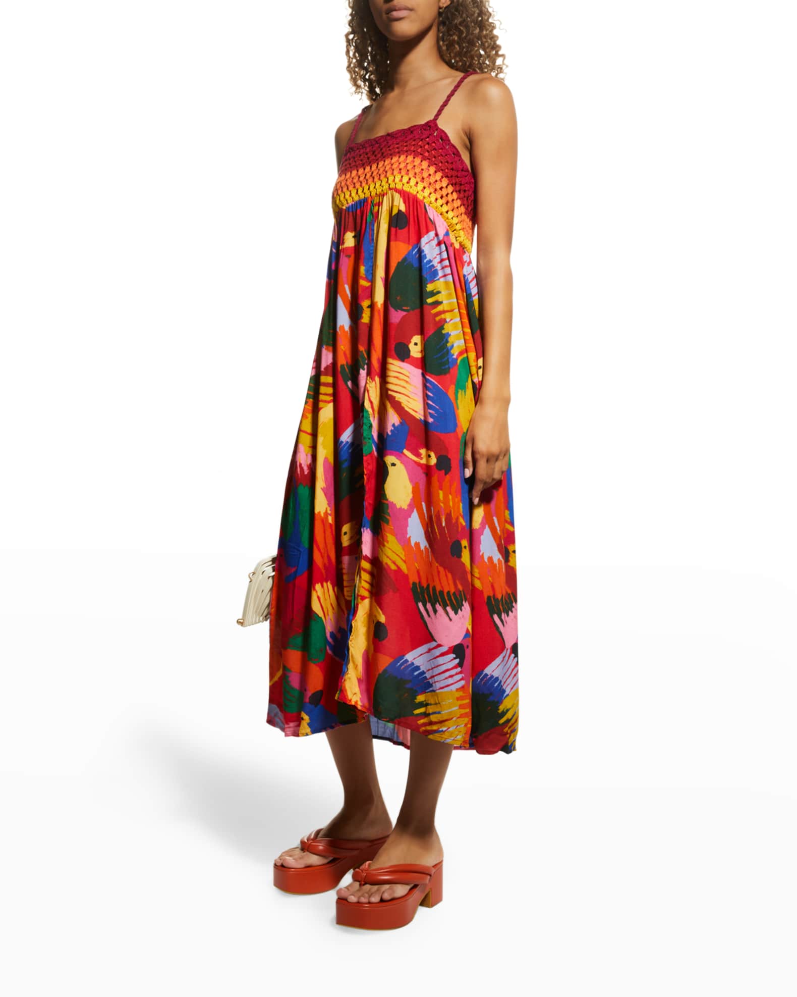 Farm Rio Macaw Party Coverup Midi Dress | Neiman Marcus
