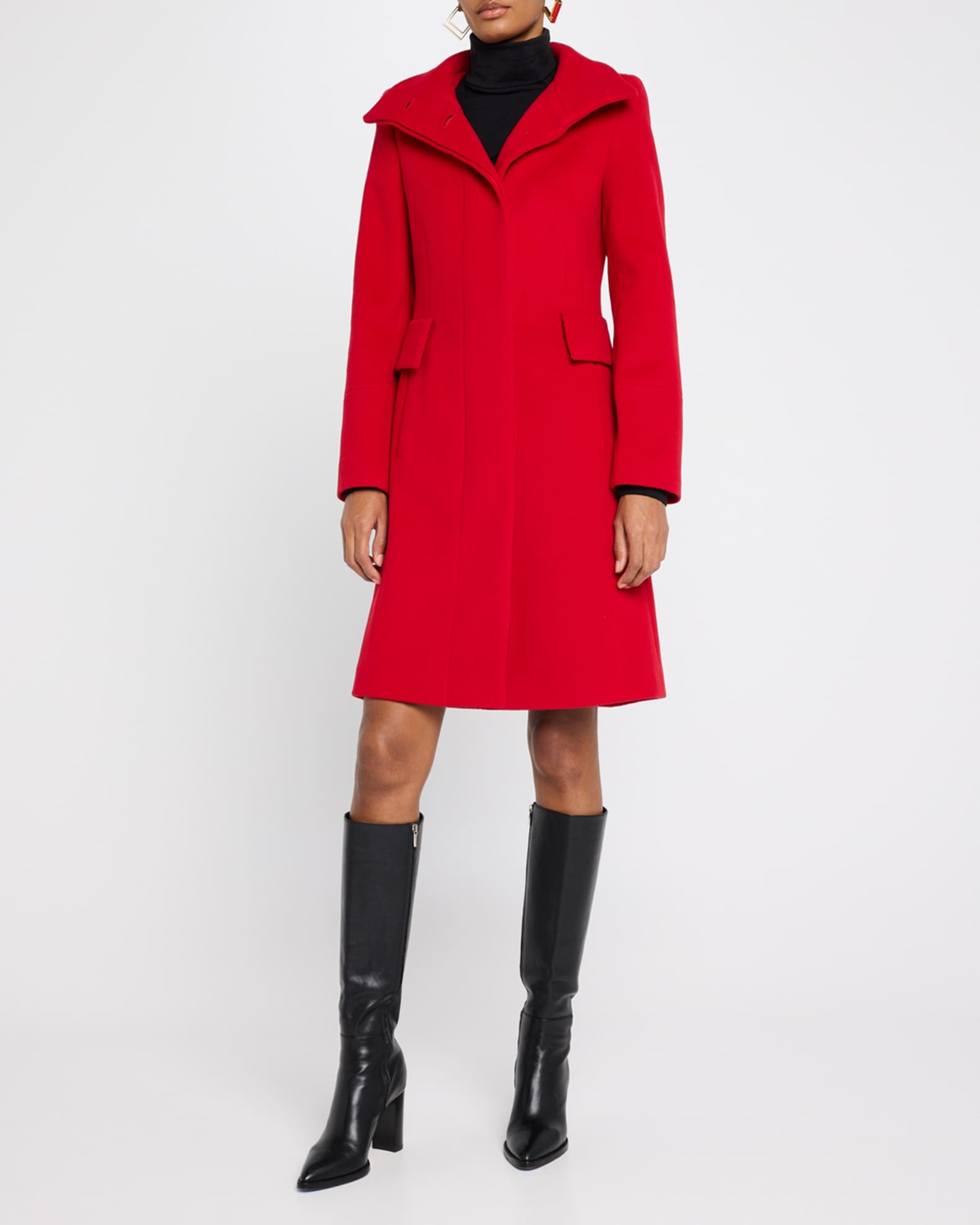 Akris punto Duffle Knee-Length Wool Coat | Neiman Marcus