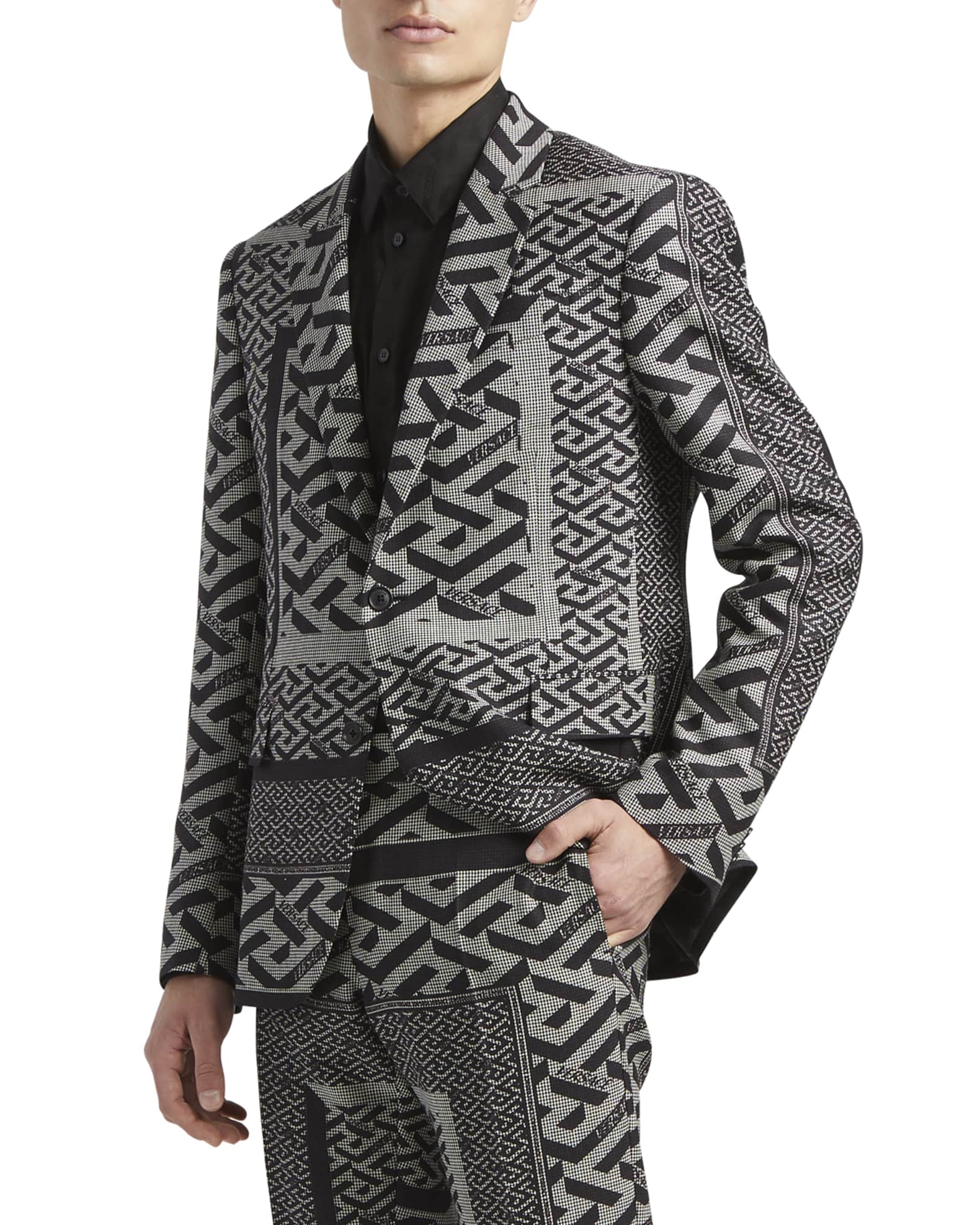 Versace Men's Greca Monogram Tuxedo Jacket | Neiman Marcus